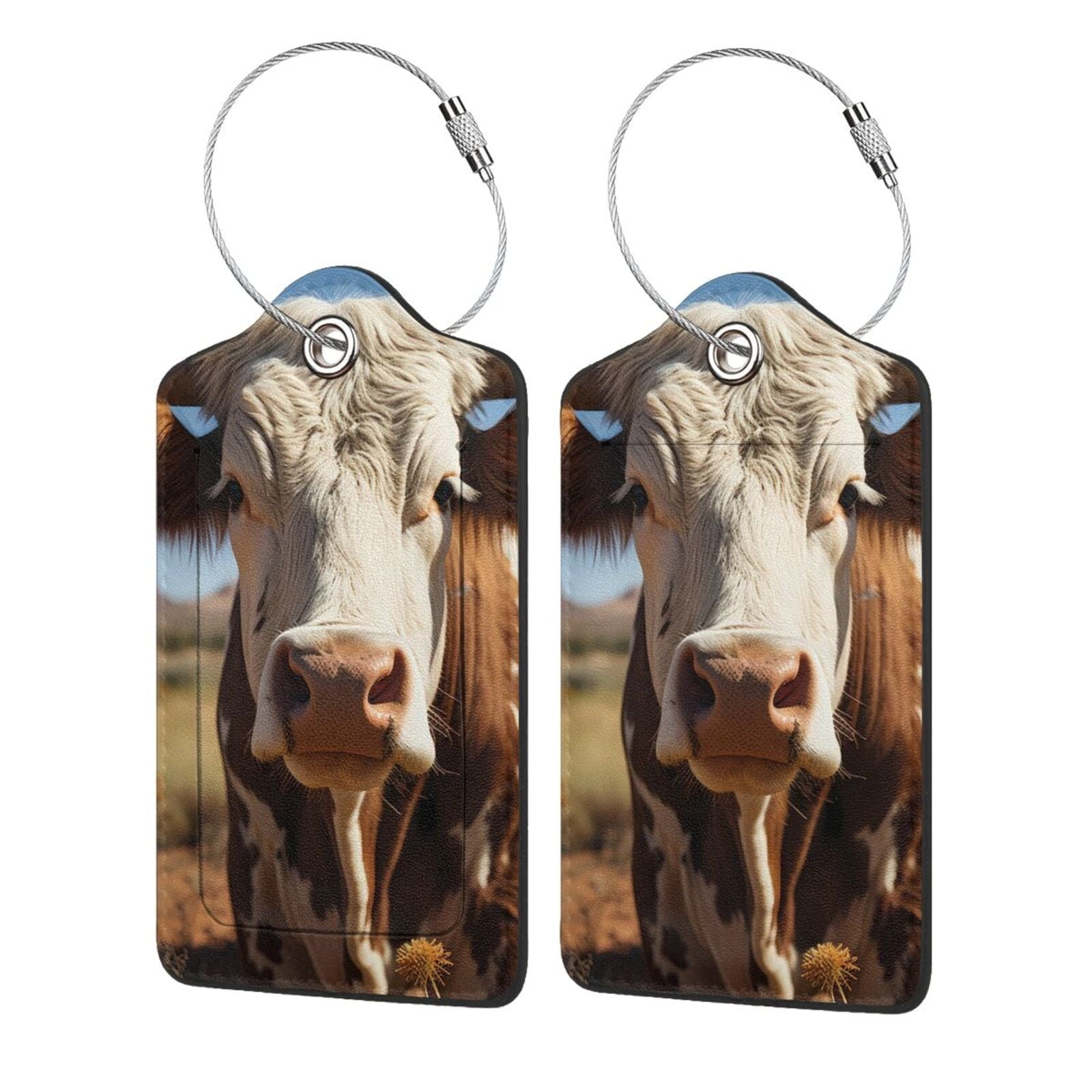 Naloa Cute Daisy Cow Luggage Tag for Suitcase Leather Baggage Tag with ...
