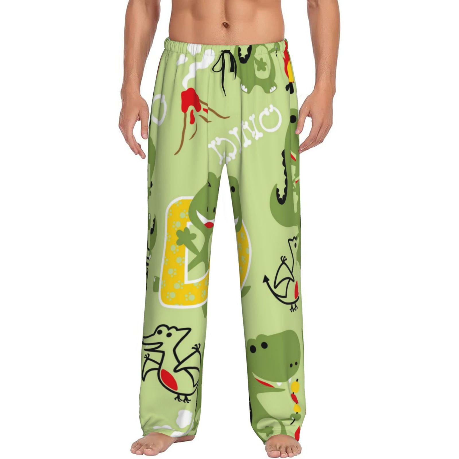 Naloa Cute Dinosaurs Cartoon Pajama Pants Men, PJ Bottoms, Sleep ...