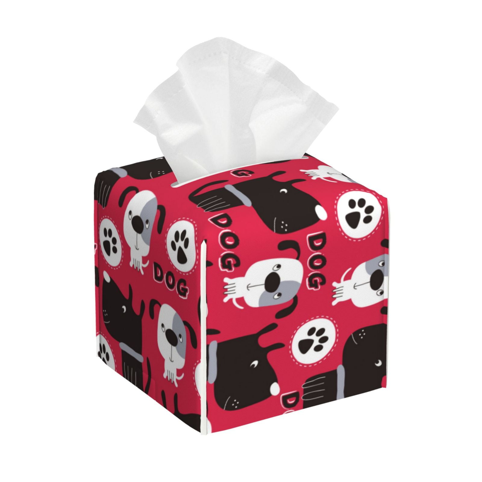 Naloa Cute Dog Tissue Box CoverLeather Tissue Holder Square Facial ...