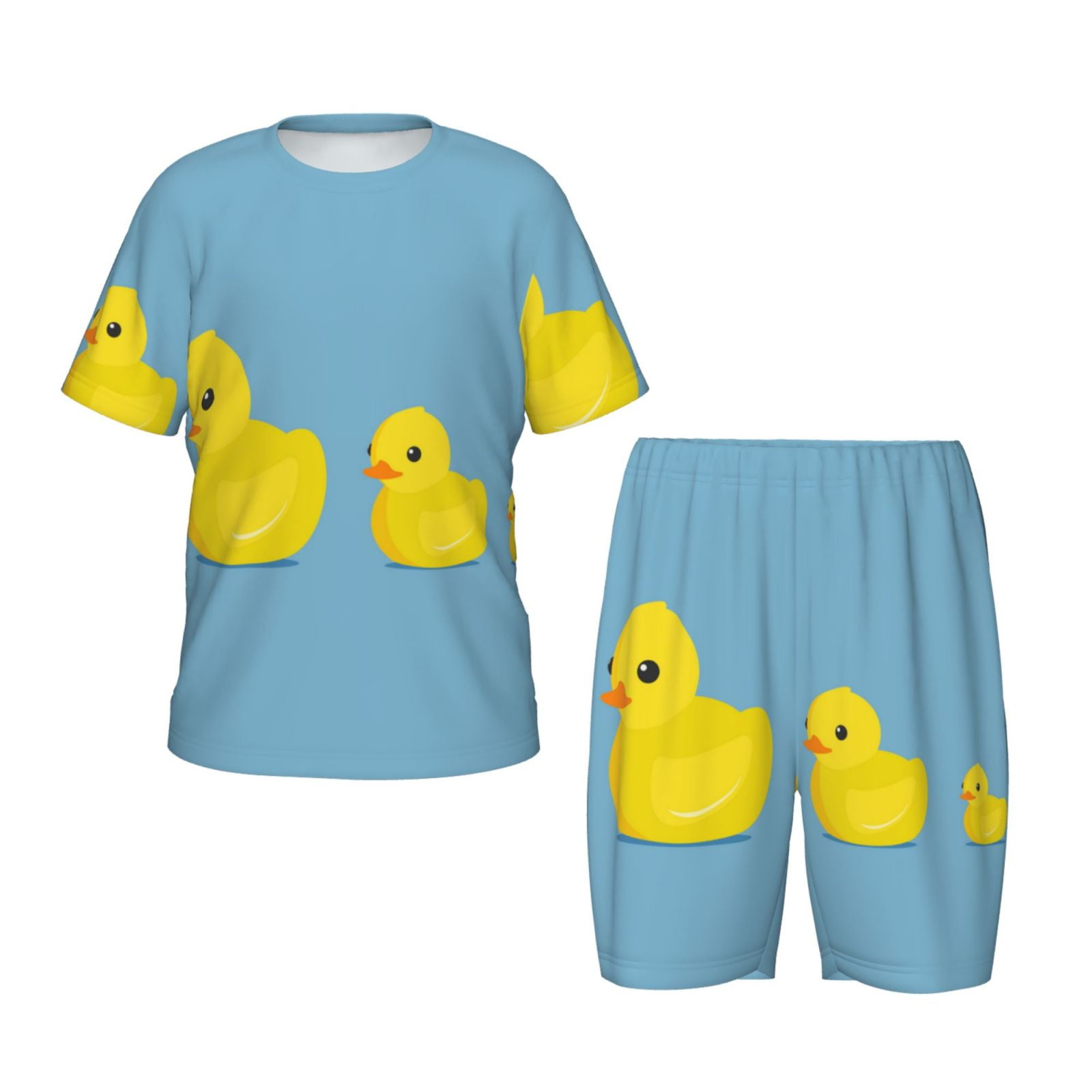 Naloa Cute Ducky Print Boys Girls Summer Pajamas,Short Sleeve Top and ...