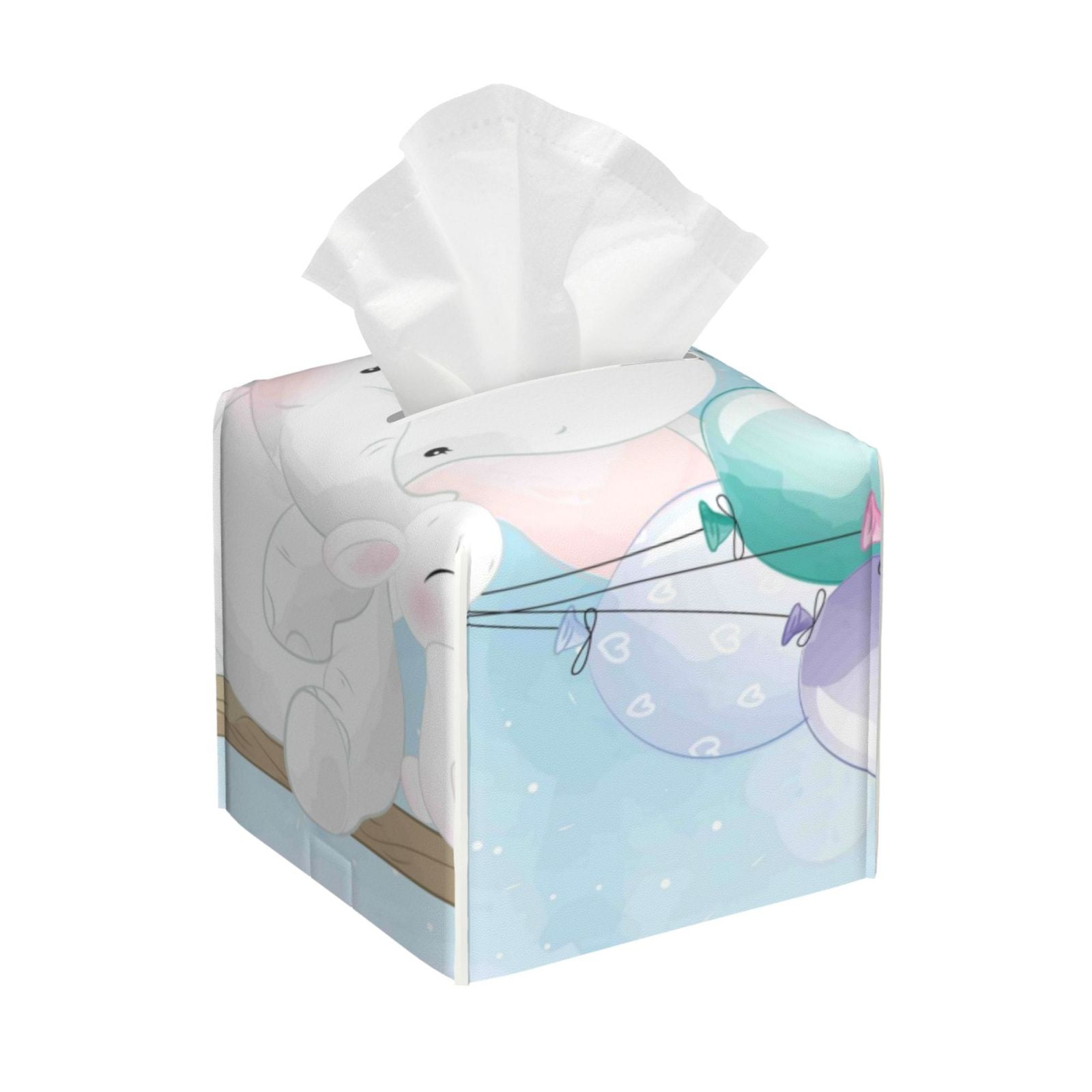 Naloa Cute Elephant Tissue Box CoverLeather Tissue Holder Square Facial ...