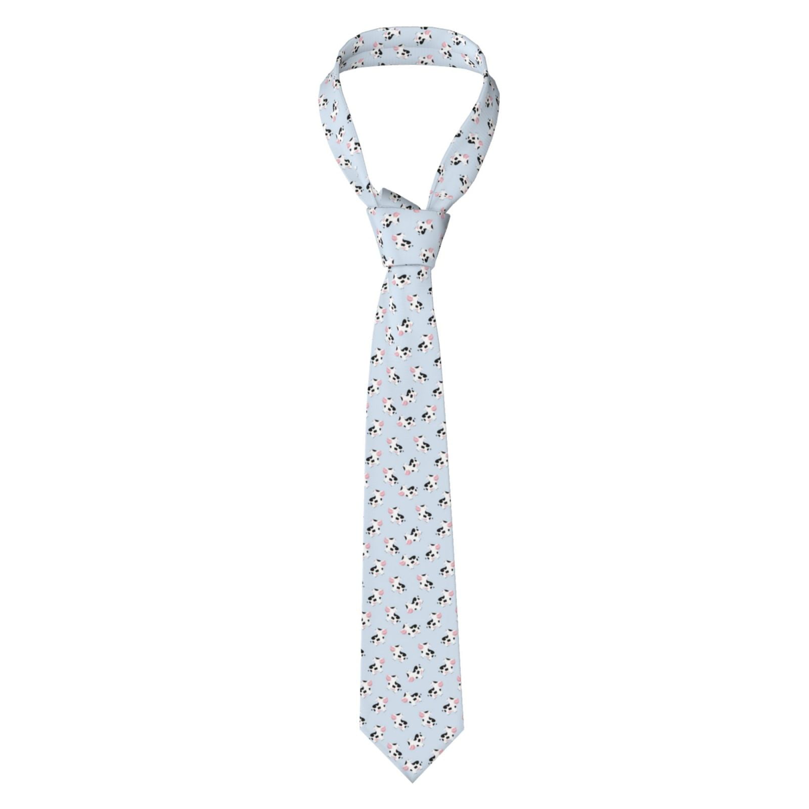 Naloa Cute Farm Cow Print Solid Color Tie Formal Necktie for Men ...