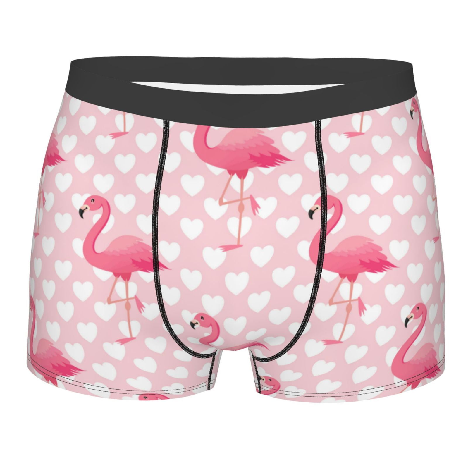 Naloa Cute Flamingo with Heart Print Mens Underwear - Boxers for Men ...
