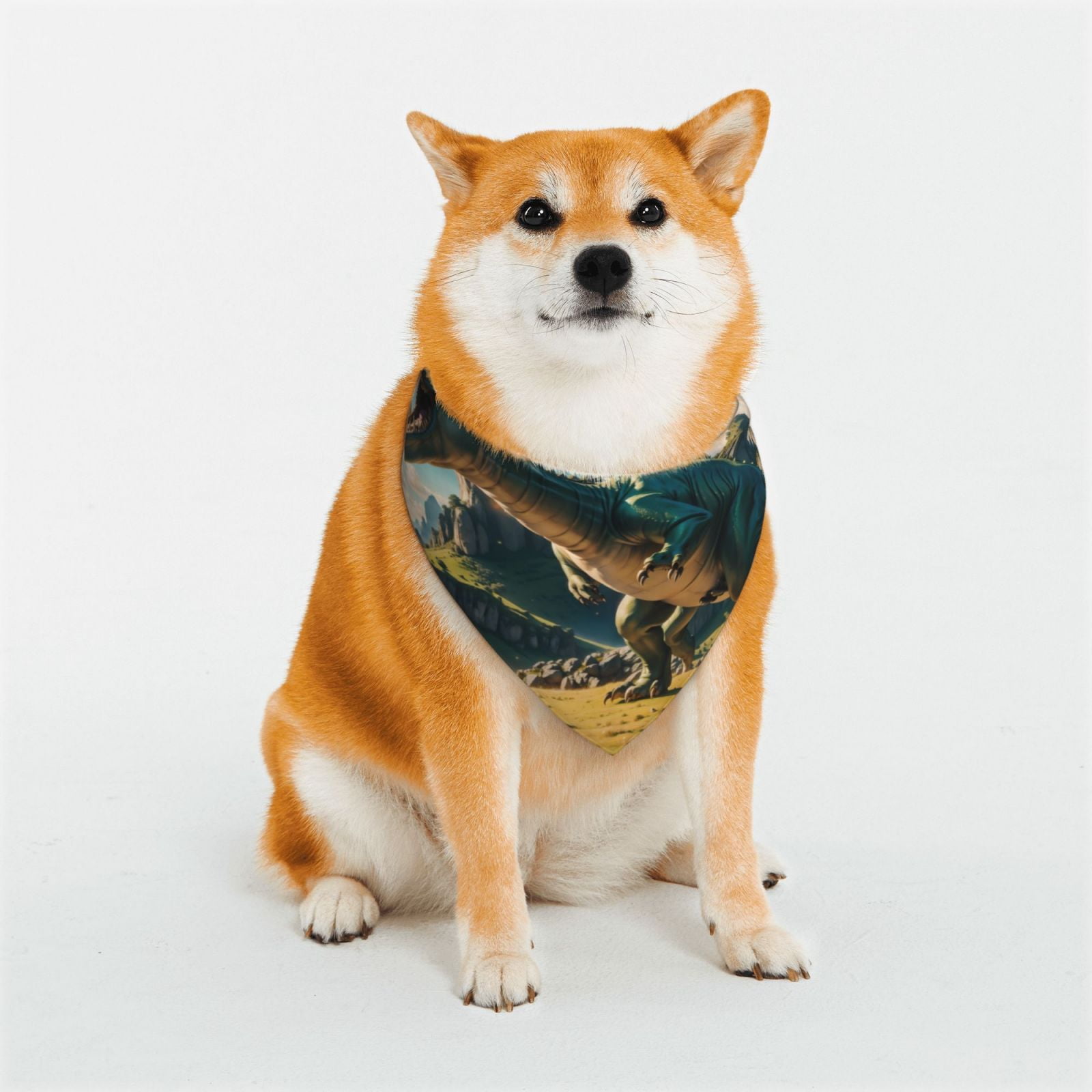 Naloa Cute Green Dinosaur Blue Sky Dog Bandana Large and Small-Dog ...