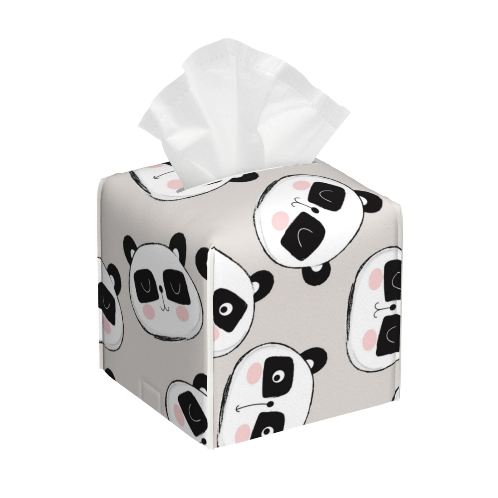 Naloa Cute Panda Tissue Box CoverLeather Tissue Holder Square Facial ...