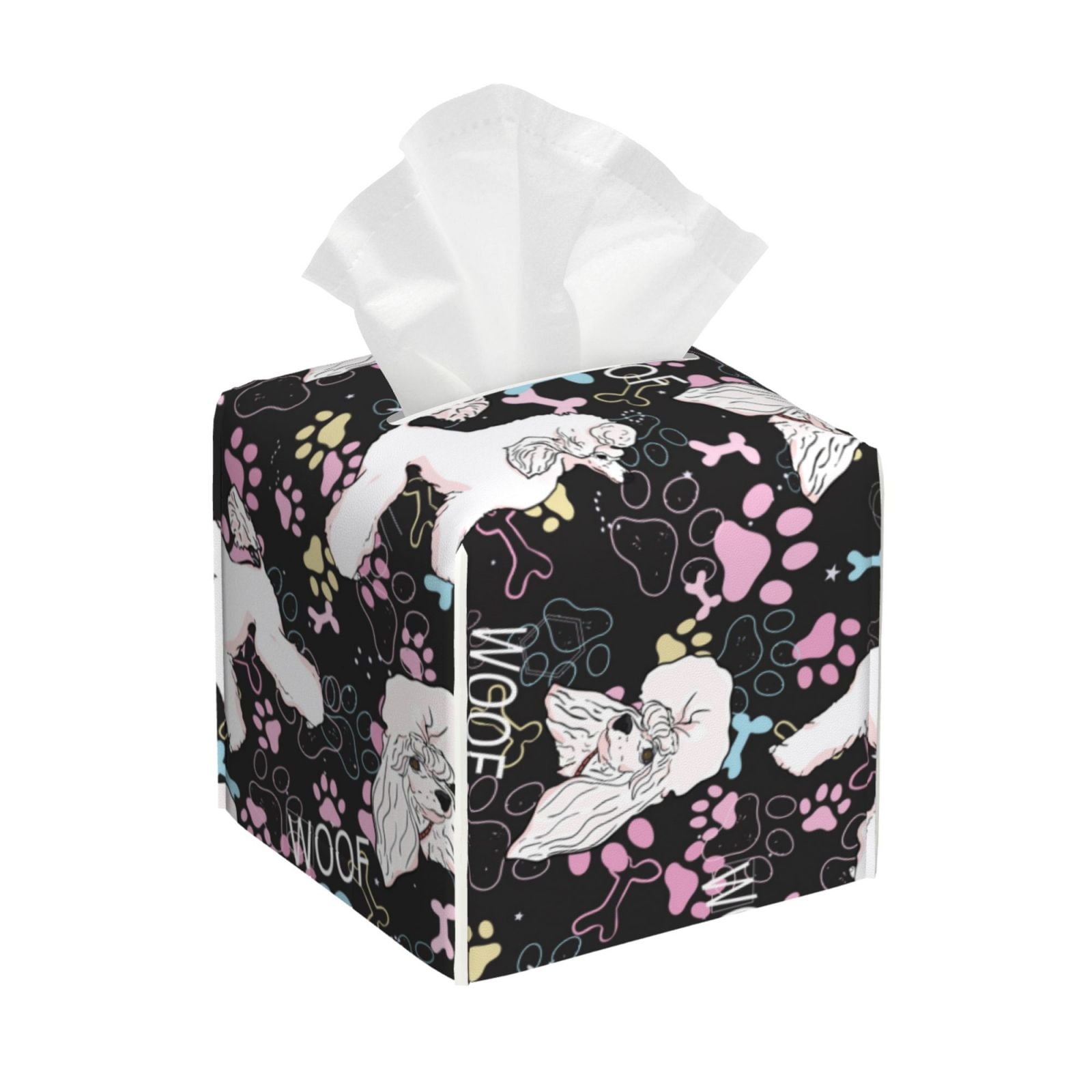 Naloa Cute Poodle Dog Tissue Box CoverLeather Tissue Holder Square ...