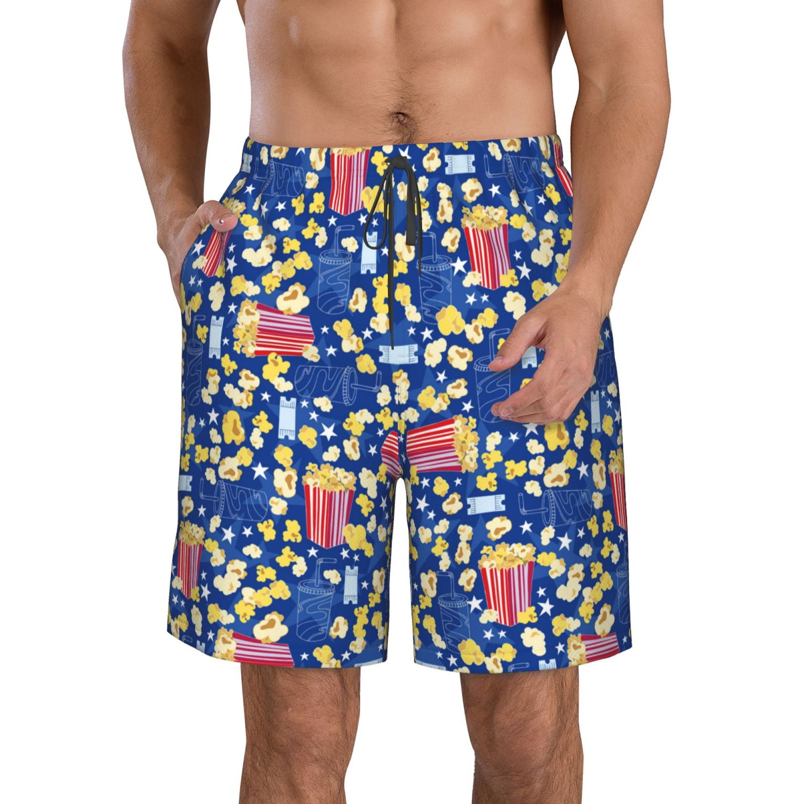 Naloa Cute Popcorn Men's Beach Shorts, Surfing shorts, Swim trunks ...