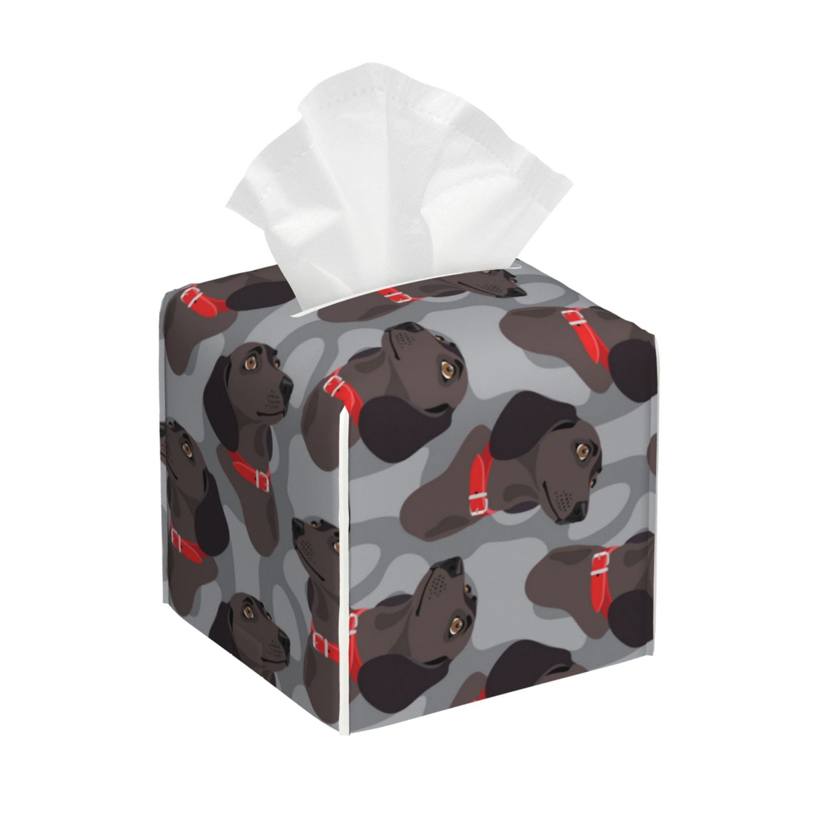 Naloa Cute Puppy Black Tissue Box CoverLeather Tissue Holder Square ...