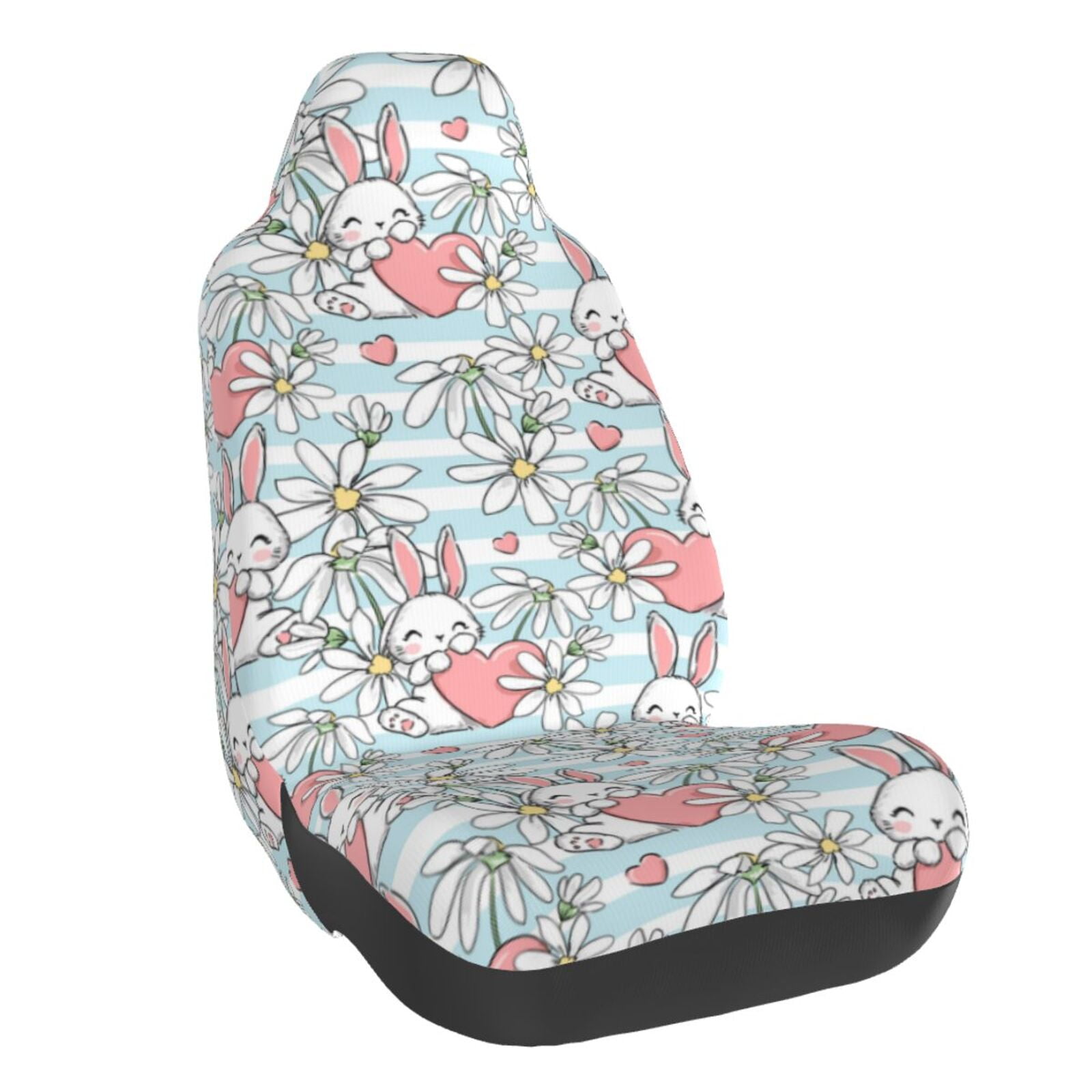 Naloa Cute Rabbit And Heart Car Seat Covers Universal Front Seat Coves ...