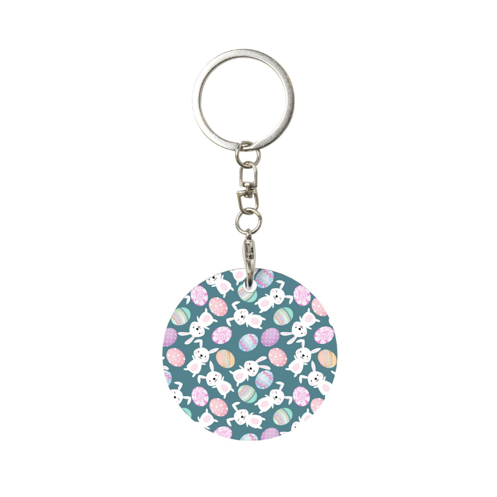 Naloa Cute Rabbit Easter Print Round Keychain Keychain Key Ring, Key ...