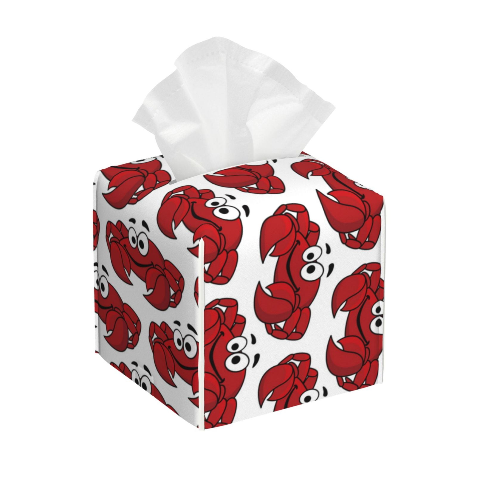 Naloa Cute Red Crab Tissue Box CoverLeather Tissue Holder Square Facial ...