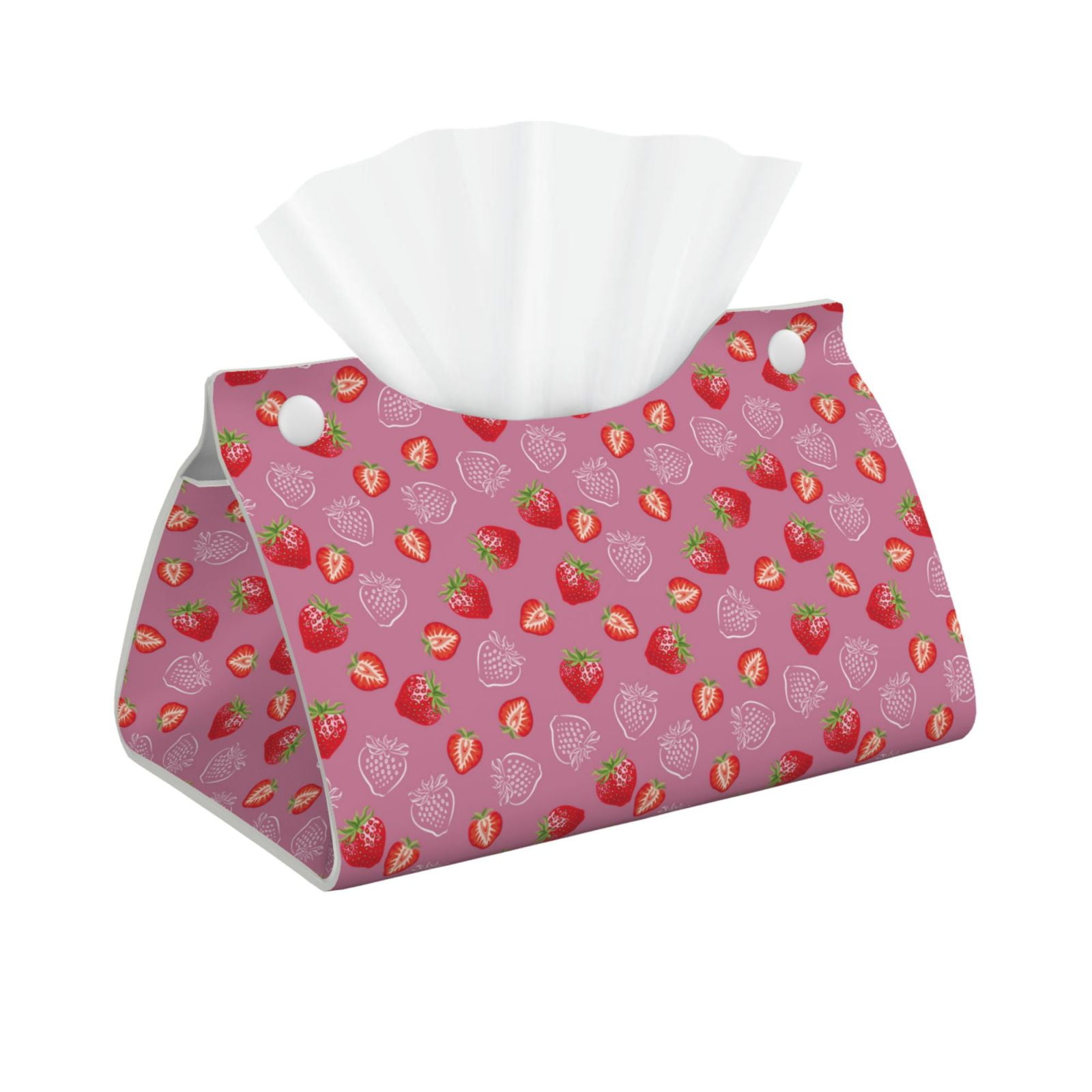 Naloa Cute Strawberry Print Leather Tissue Box Cover Rectangle | Long ...