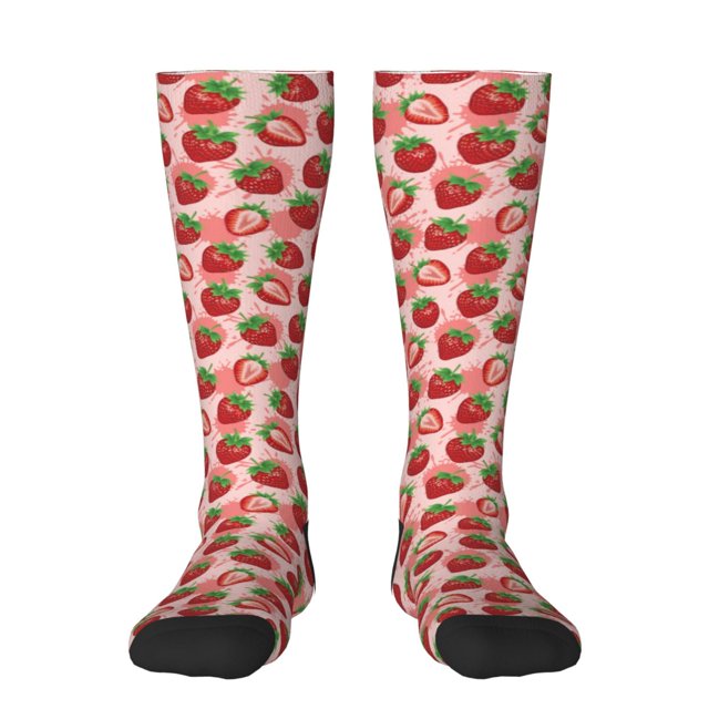 Naloa Cute Strawberry Thigh High Socks Extra Long Stretchy Sock Women ...