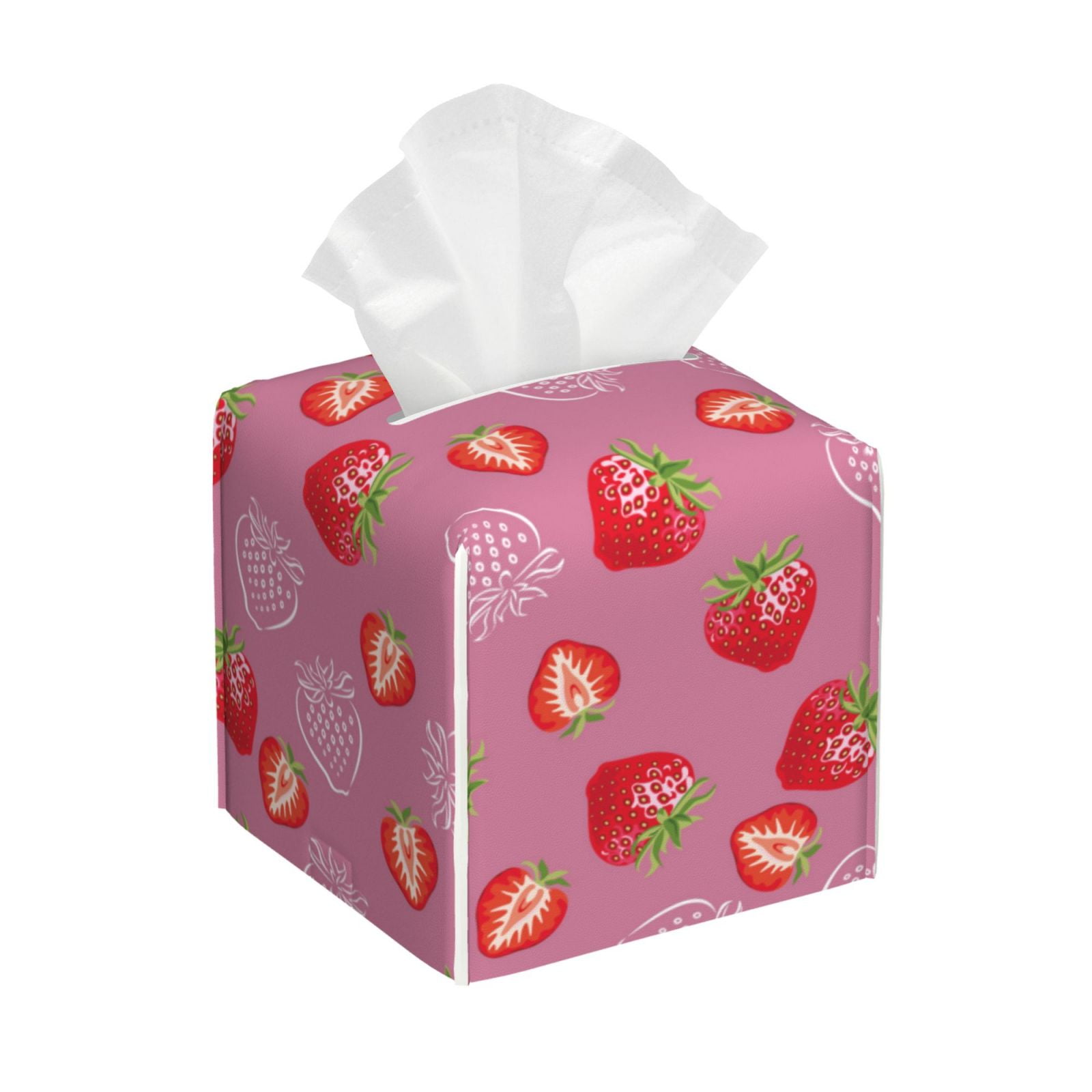 Naloa Cute Strawberry Tissue Box CoverLeather Tissue Holder Square ...