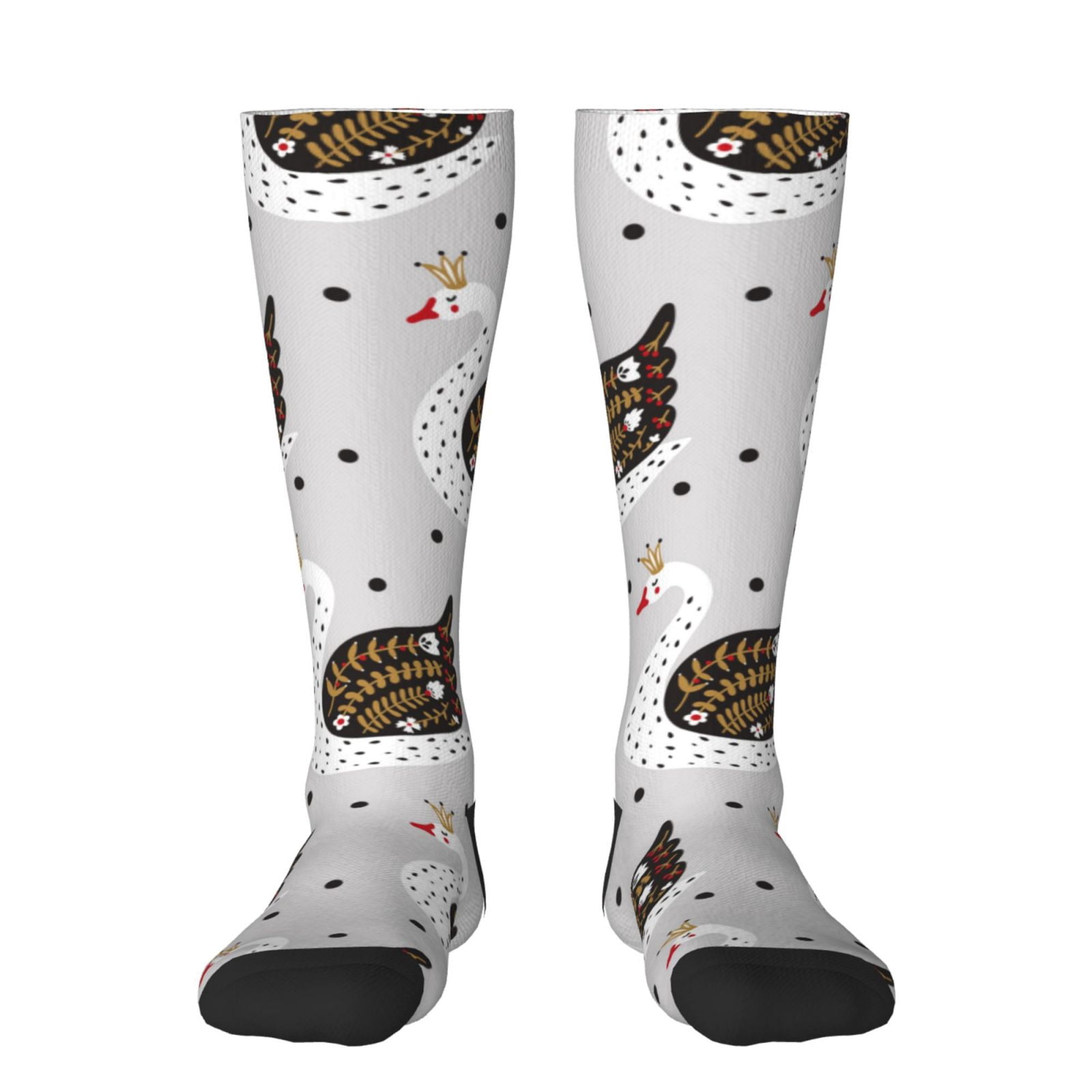 Naloa Cute Swan Thigh High Socks Extra Long Stretchy Sock Women Over ...