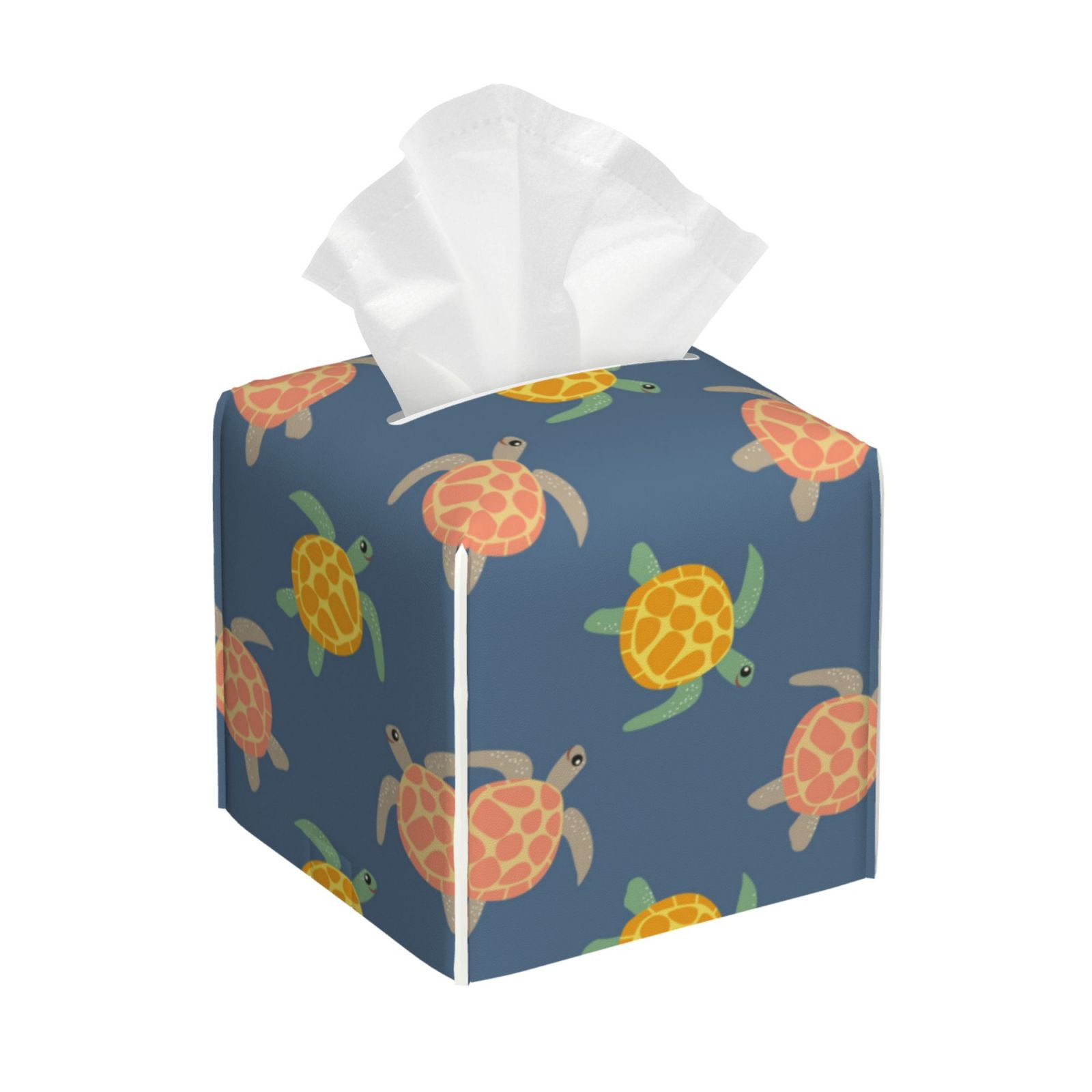 Naloa Cute Turtle Tissue Box CoverLeather Tissue Holder Square Facial ...