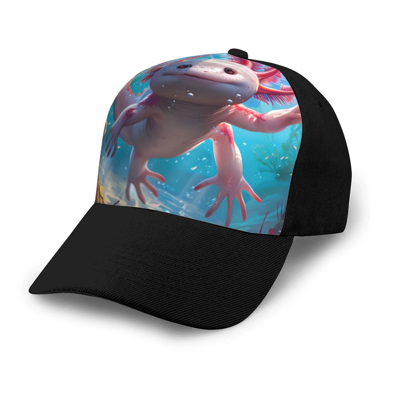 Naloa Cute Underwater Axolotl Adult adjustable Print Baseball Hat ...