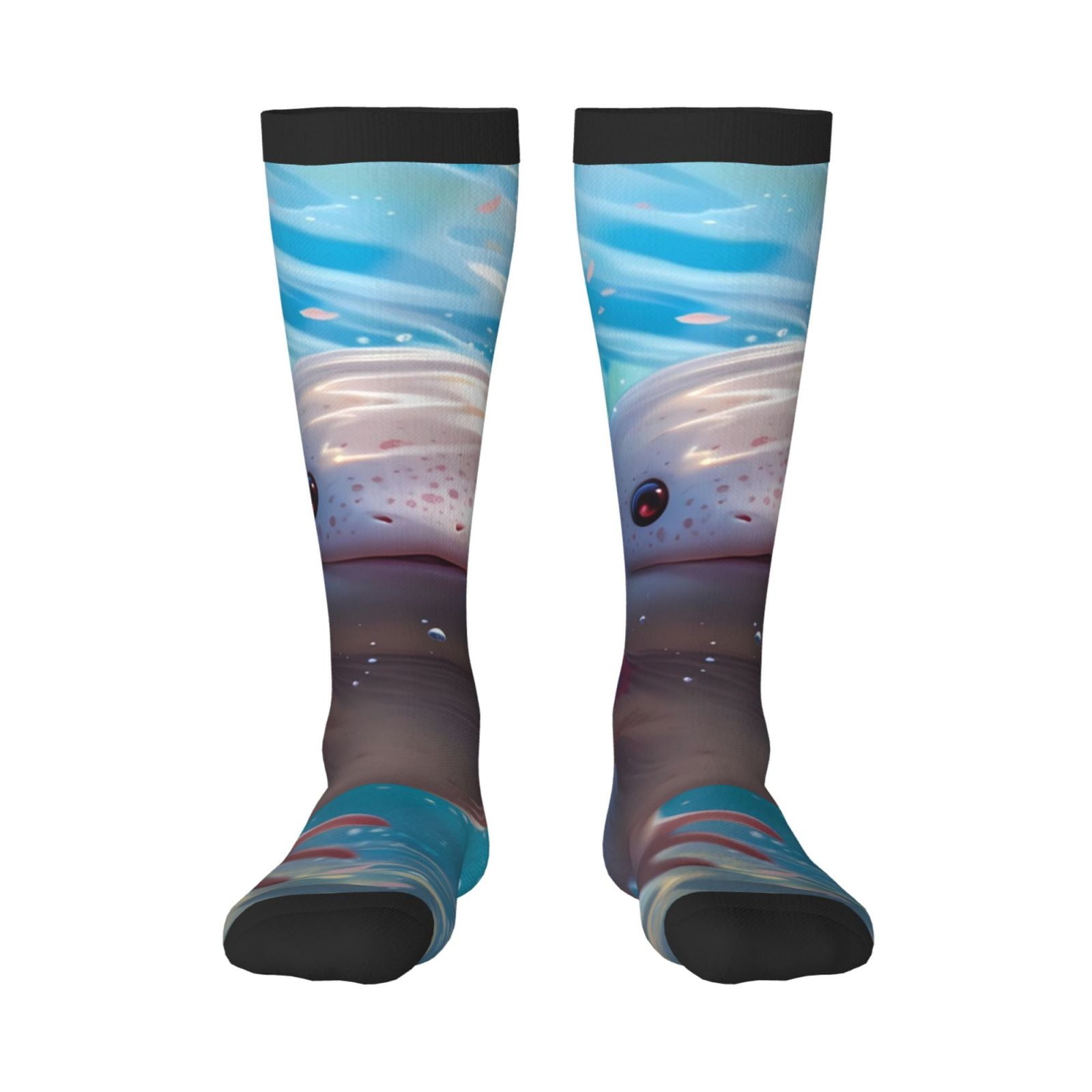 Naloa Cute Underwater Axolotl Thigh High Socks Extra Long Stretchy Sock ...