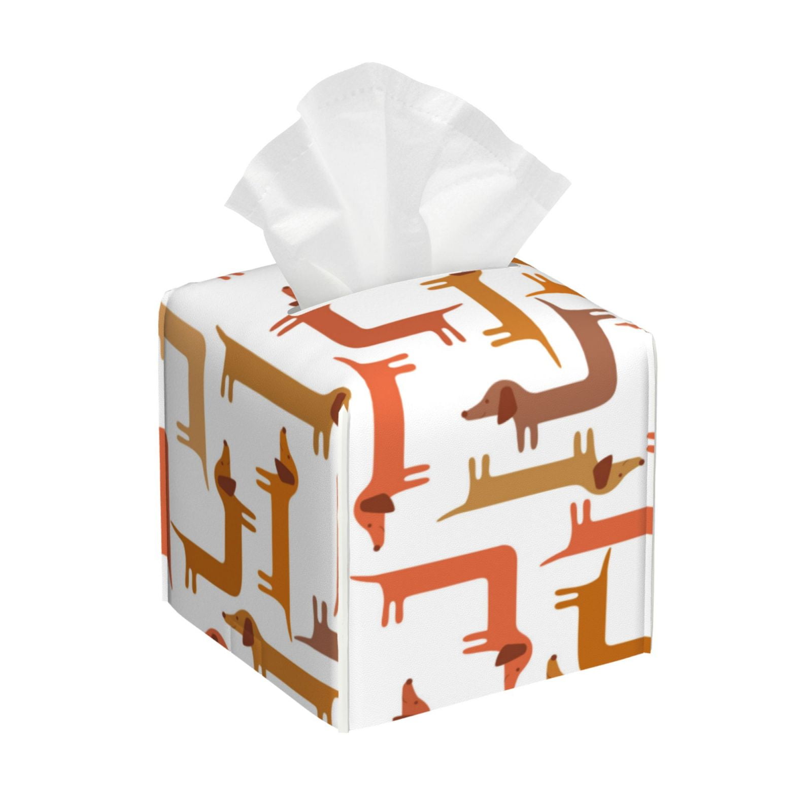 Naloa Dachshund Dog Tissue Box CoverLeather Tissue Holder Square Facial ...