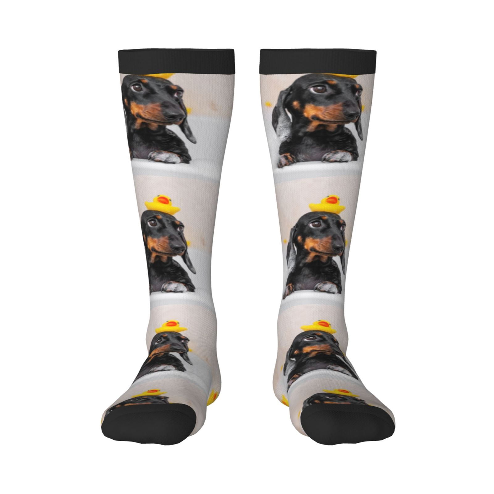 Naloa Dachshund Sitting in Bathtub Thigh High Socks Extra Long Stretchy ...