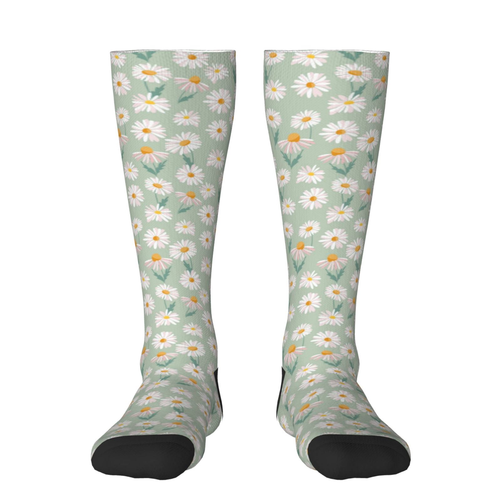 Naloa Daisies Flowers Thigh High Socks Extra Long Stretchy Sock Women ...