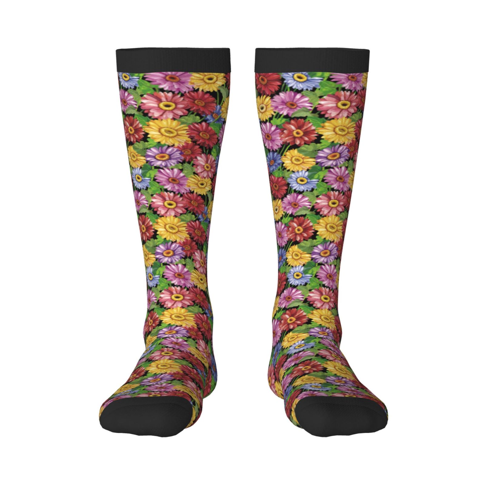 Naloa Daisies Flowers Thigh High Socks Extra Long Stretchy Sock Women ...