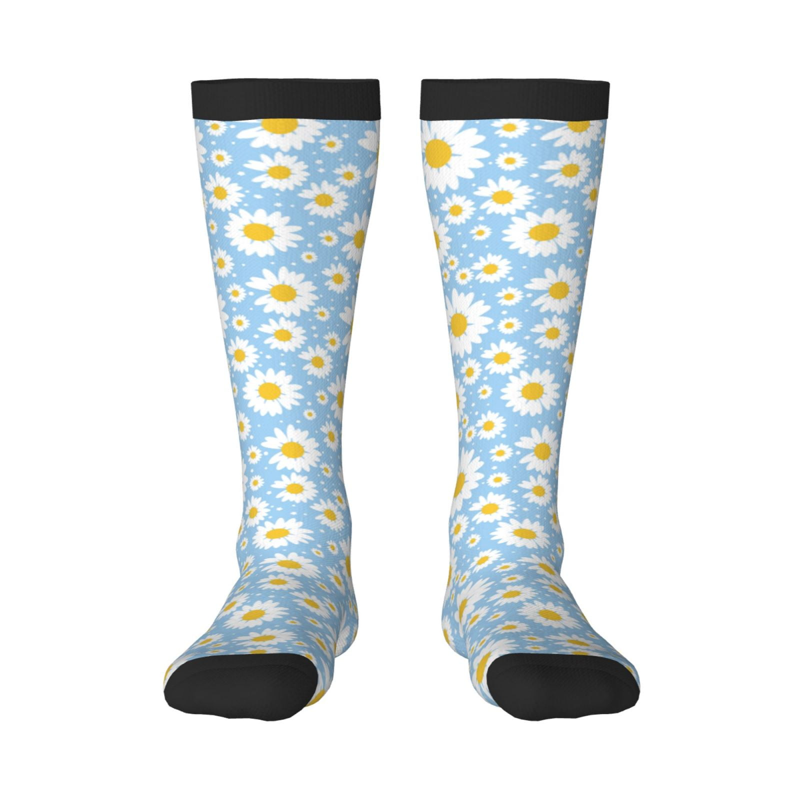 Naloa Daisies Flowers Thigh High Socks Extra Long Stretchy Sock Women ...