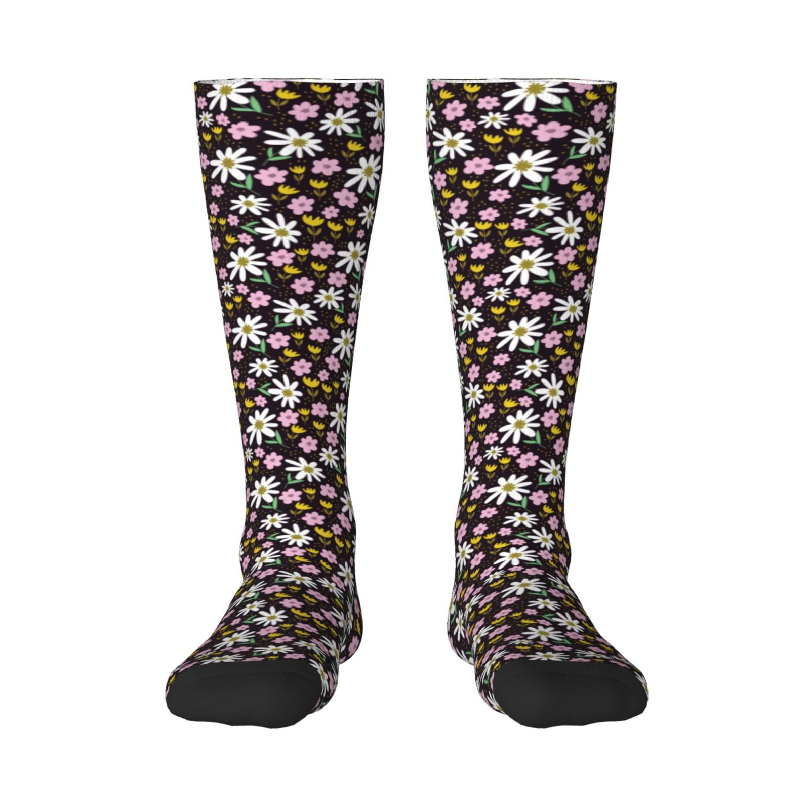 Naloa Daisies Flowers Thigh High Socks Extra Long Stretchy Sock Women ...