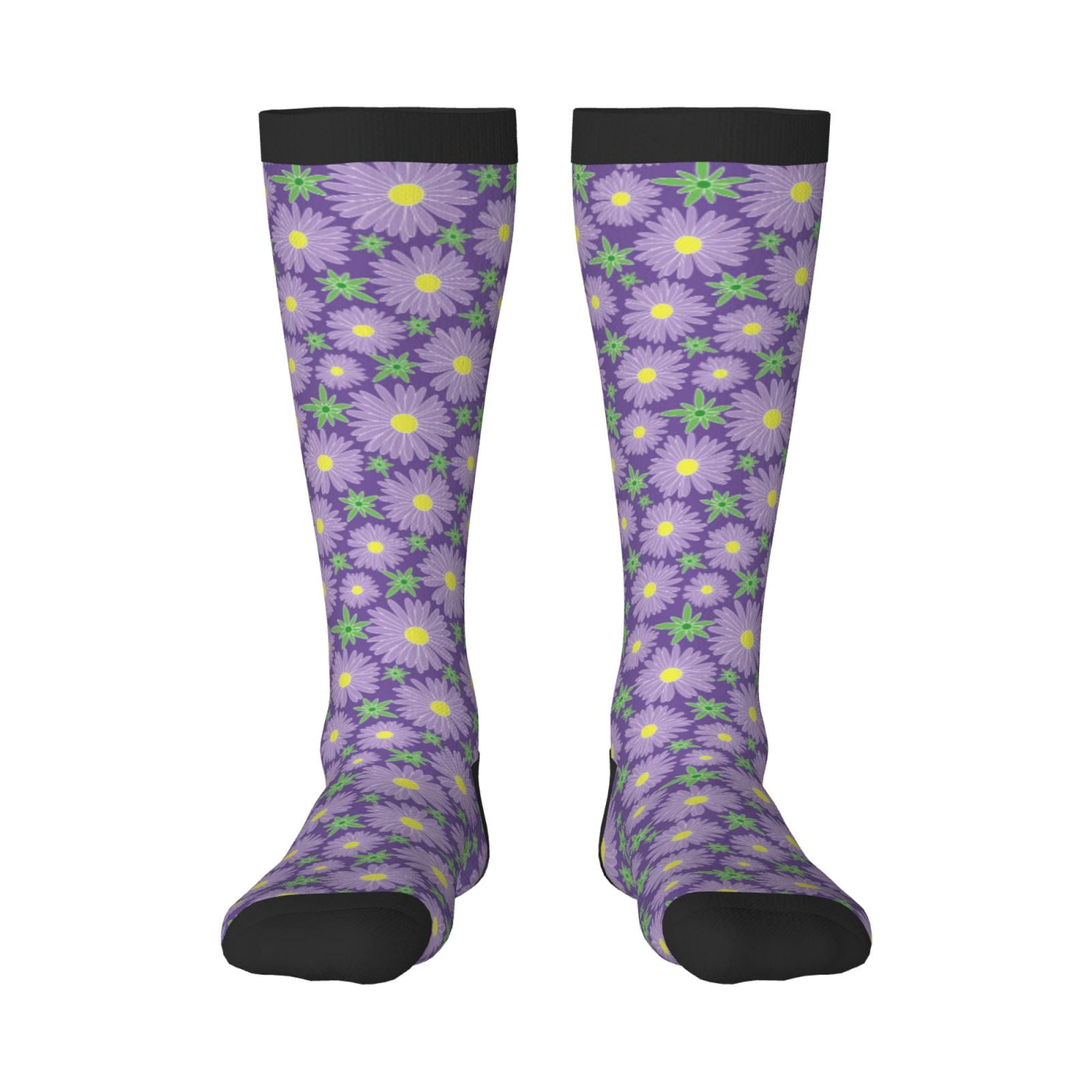 Naloa Daisies Flowers Thigh High Socks Extra Long Stretchy Sock Women ...