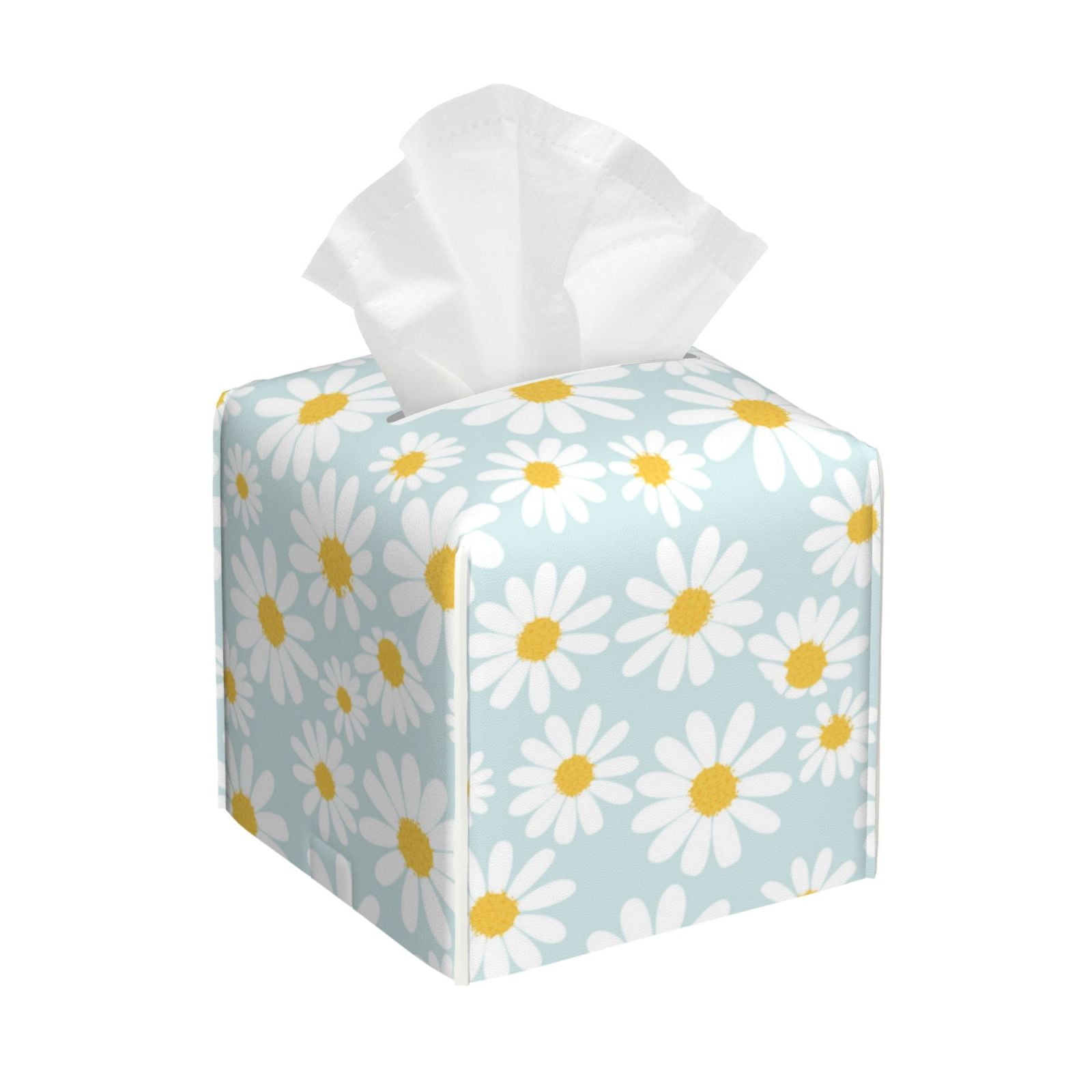 Naloa Daisies Flowers Tissue Box CoverLeather Tissue Holder Square ...