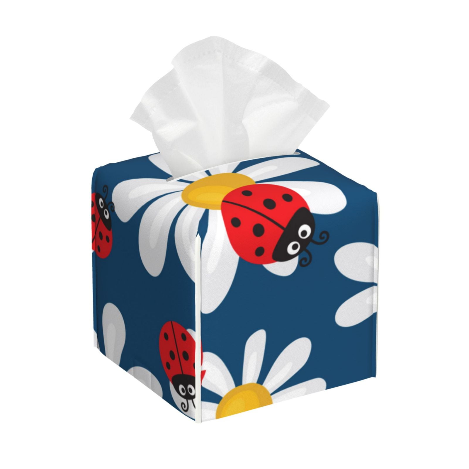 Naloa Daisies With Ladybugs Tissue Box Cover Leather Tissue Holder ...