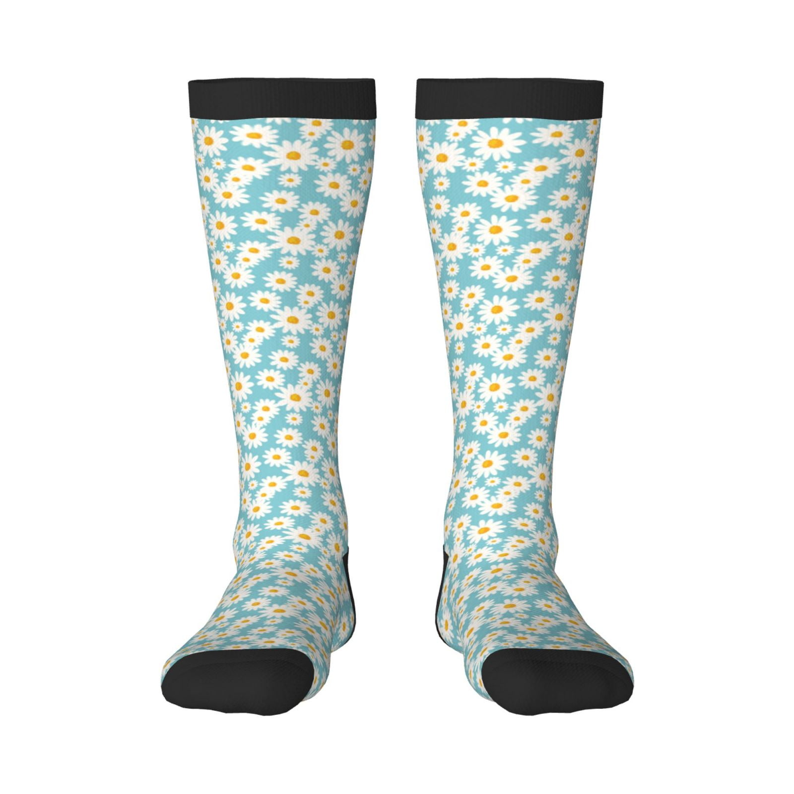Naloa Daisy Floral A Thigh High Socks Extra Long Stretchy Sock Women ...