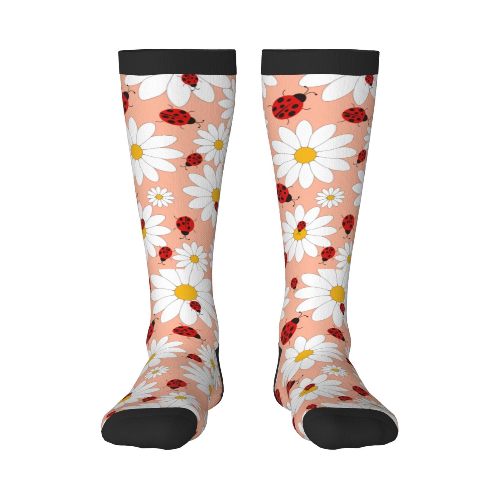 Naloa Daisy and Ladybug Thigh High Socks Extra Long Stretchy Sock Women ...