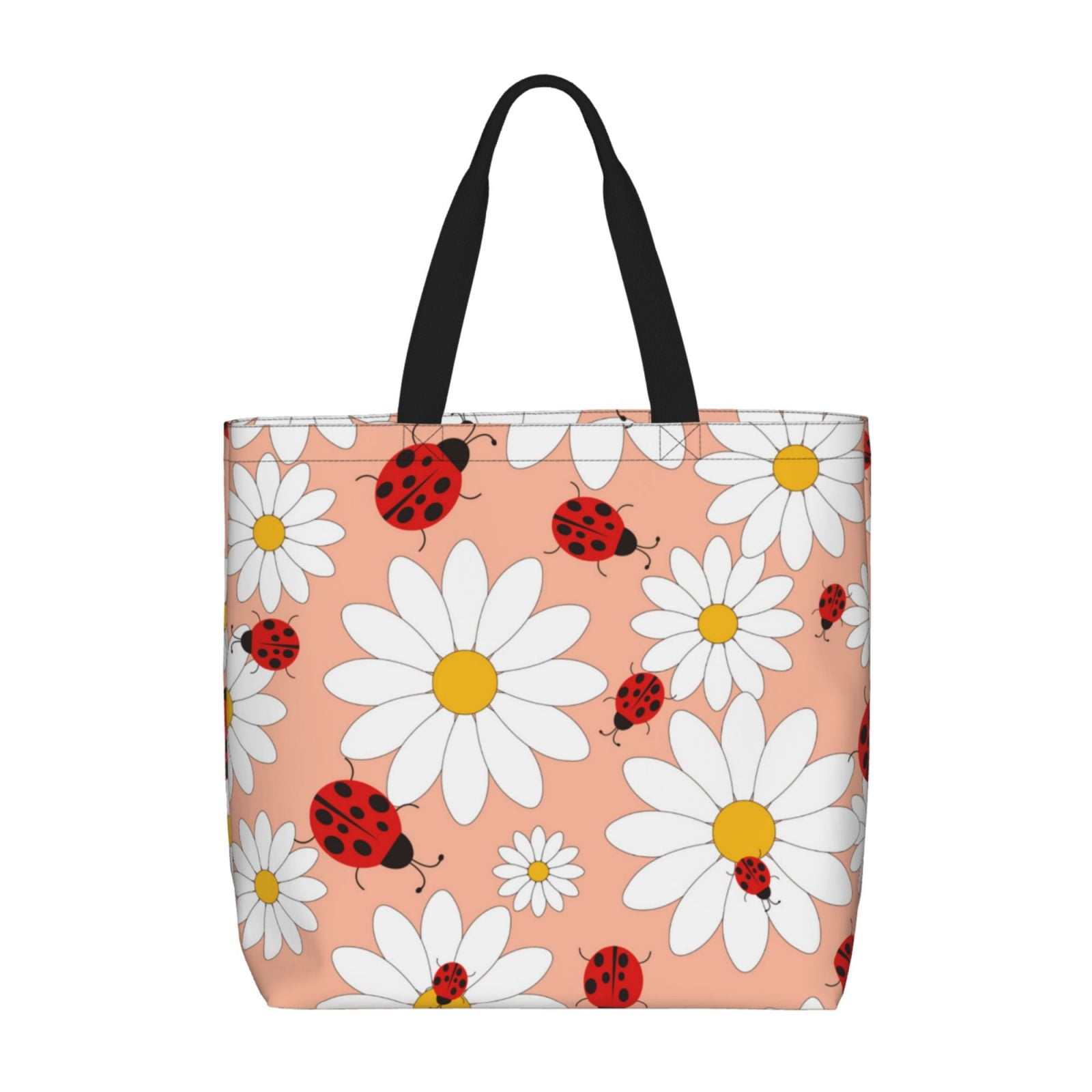 Naloa Daisy and Ladybug Tote Bag for Women, Foldable Tote Bag With ...