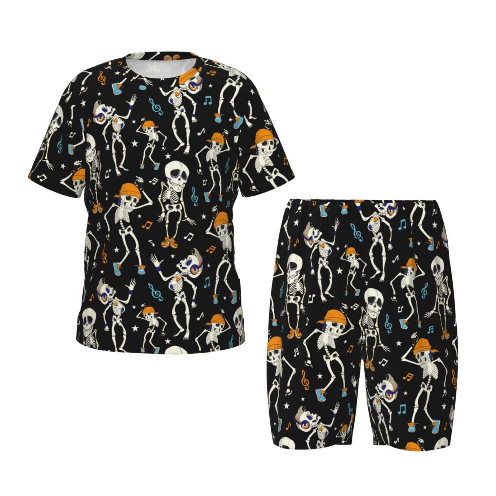 Naloa Dancing Skeleton Party Print Boys Girls Summer Pajamas,Short ...
