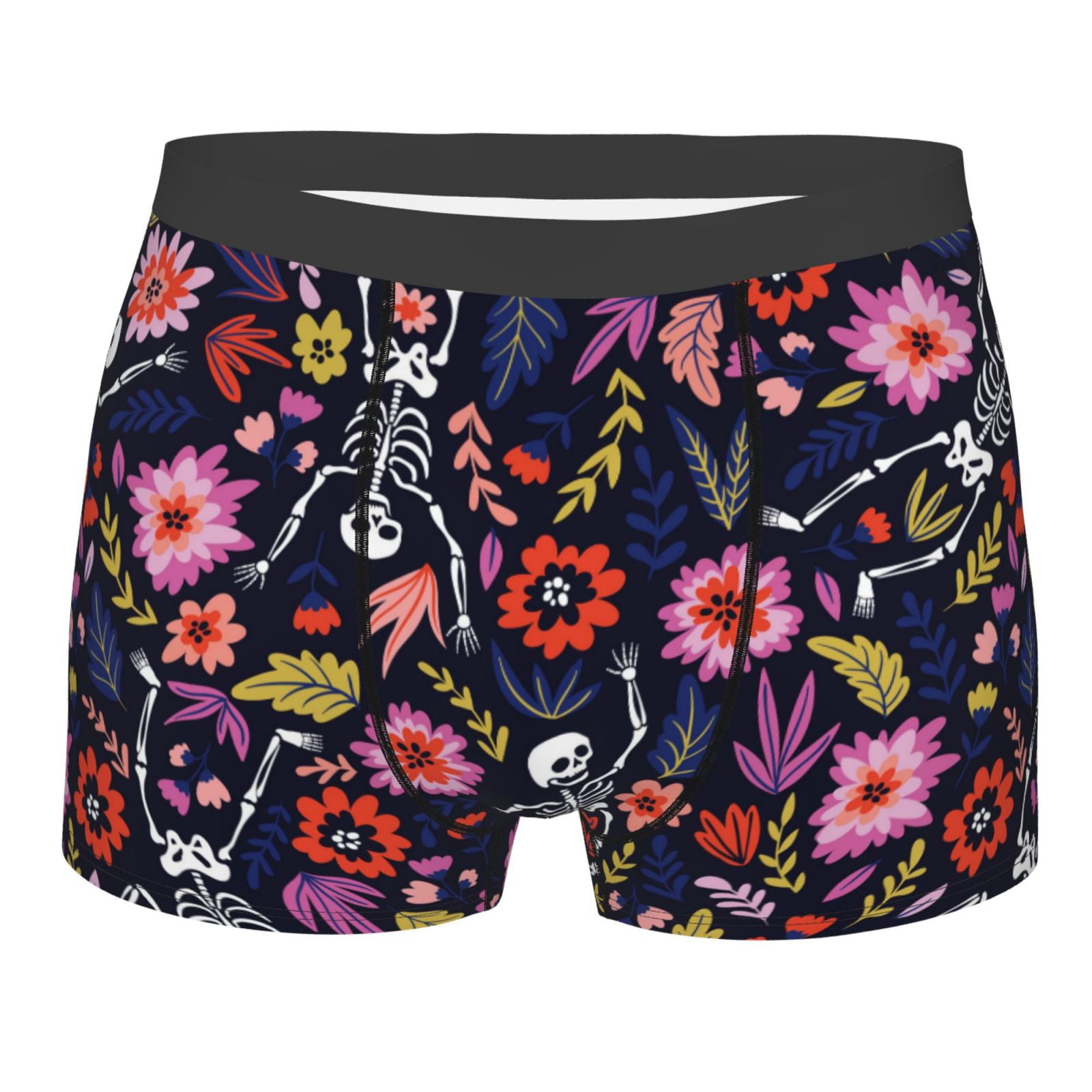 Naloa Dancing Skeletons Floral Garden Print Mens Underwear - Boxers for ...
