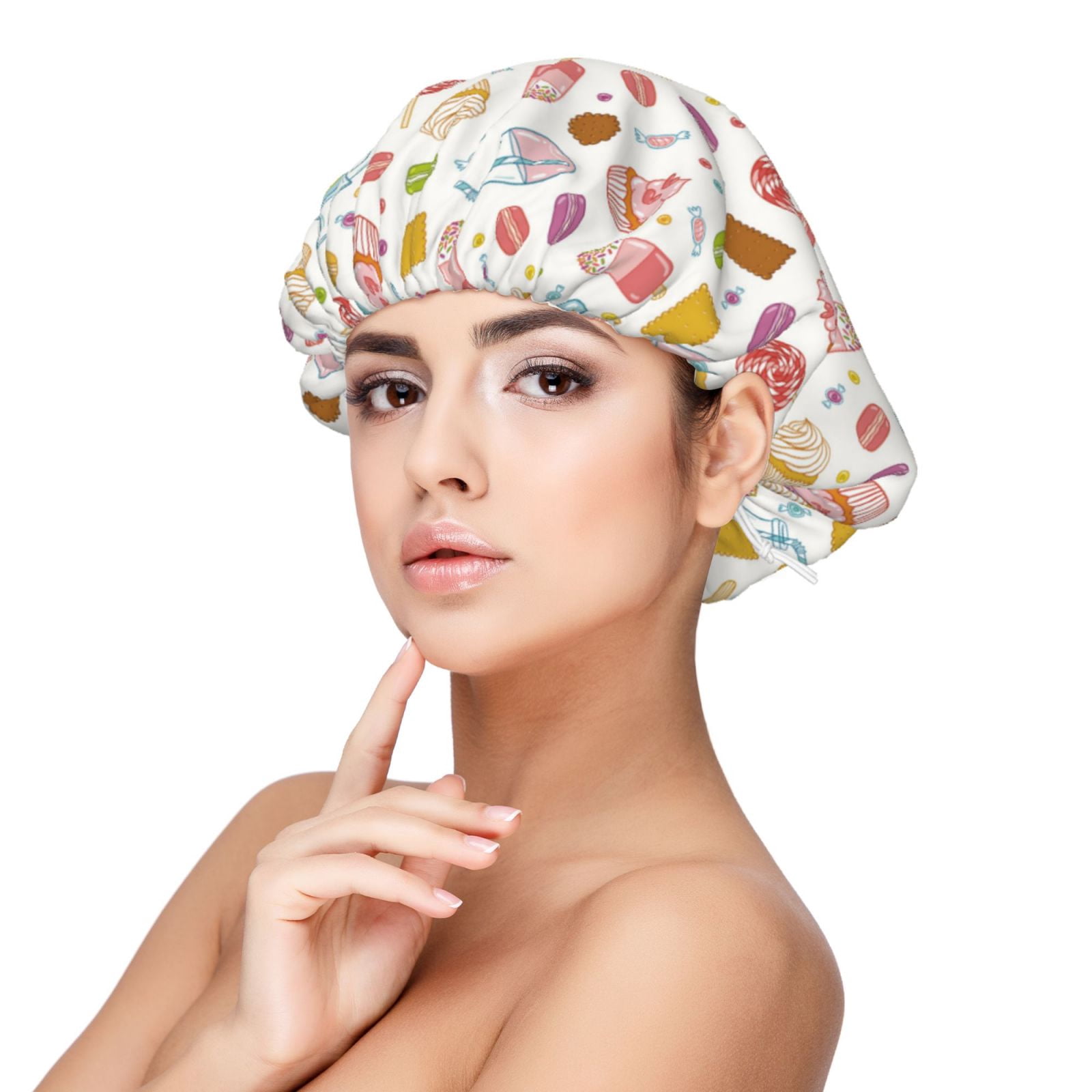 Naloa Dessert Adjustable Hair Bonnet for Sleeping, Hair Wrap Sleep Cap ...