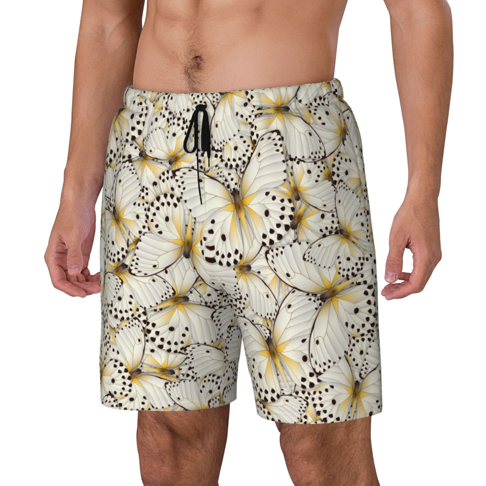 Naloa Different Butterflys Print Men Swim Trunks with Compression Liner ...