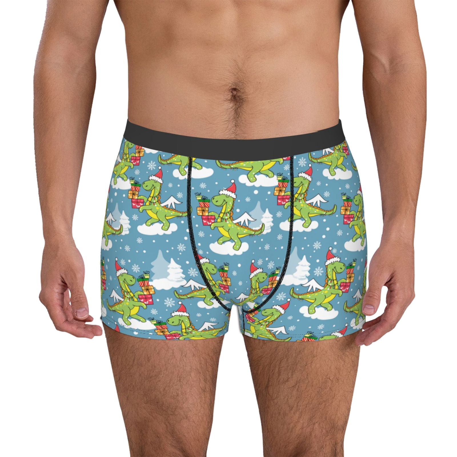 Naloa Dino Christmas Adventure Snowy Blue Mens Underwear - Boxers for ...