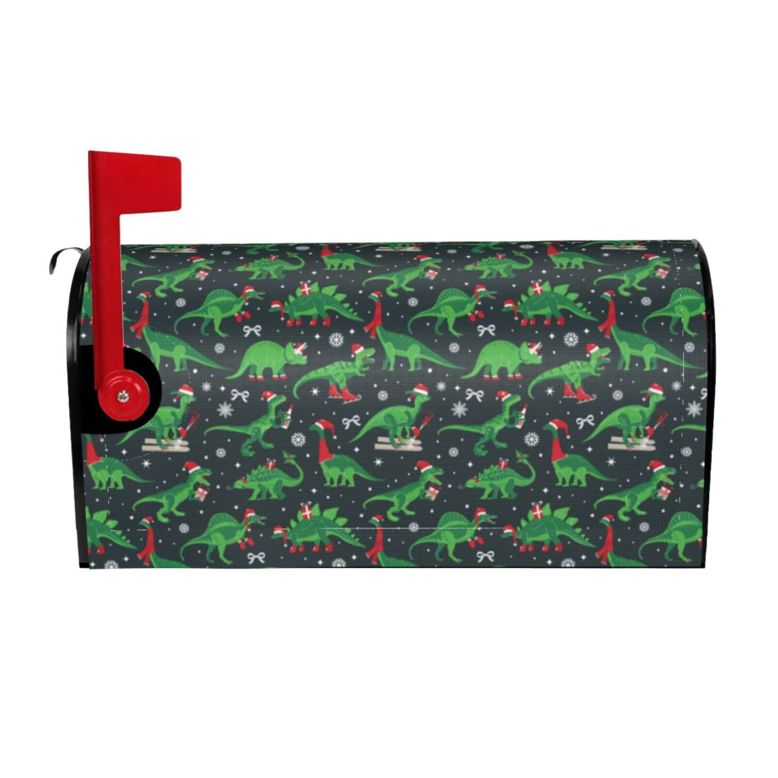 Naloa Dino Christmas Party Mailbox Covers Magnetic Post Box Cover Post ...