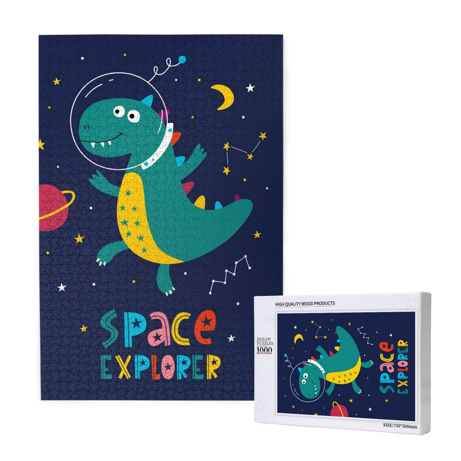 Naloa Dinosau Space Explorer Custom Puzzles Personalized Puzzle 1000 ...