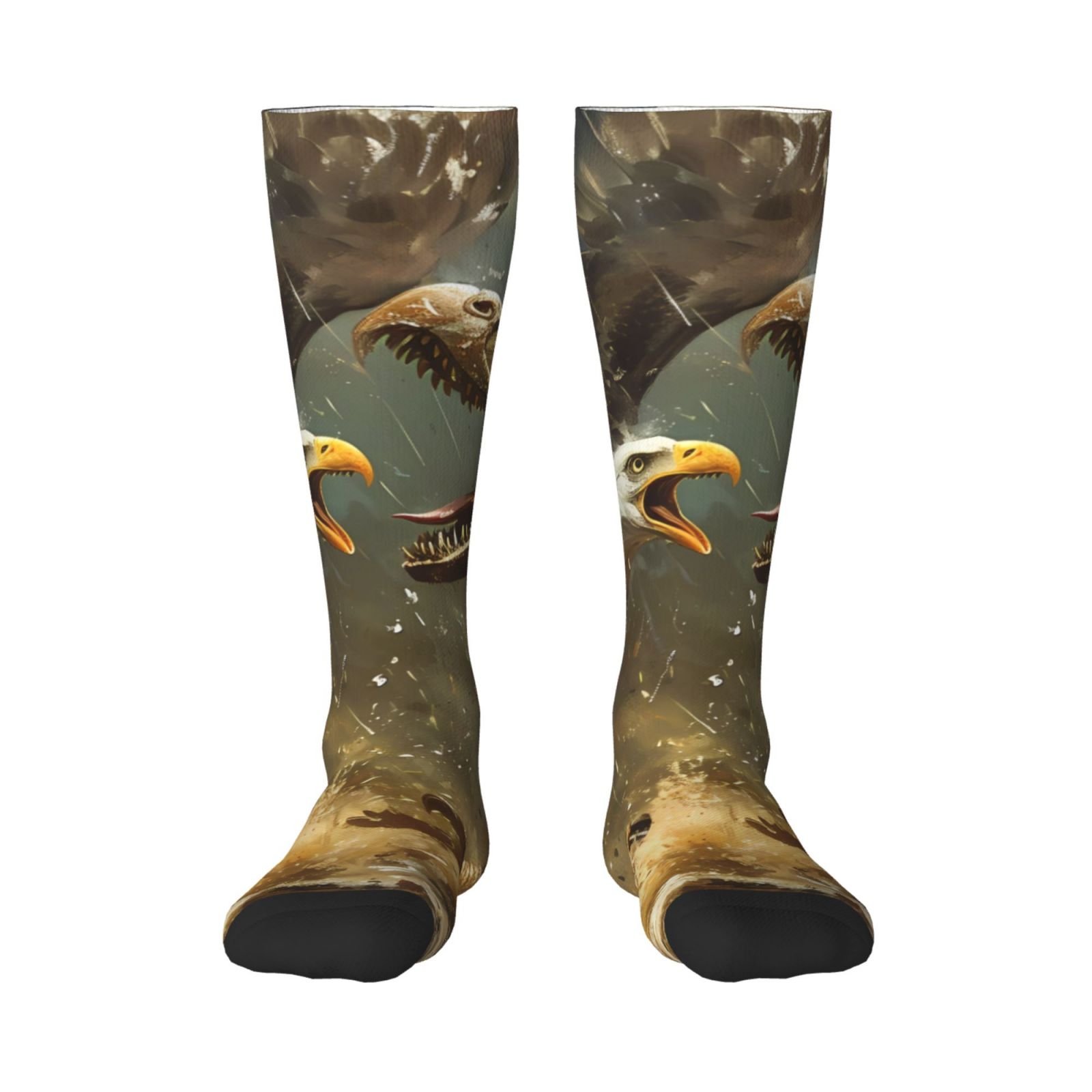 Naloa Dinosaur Bald Eagle Thigh High Socks Extra Long Stretchy Sock ...