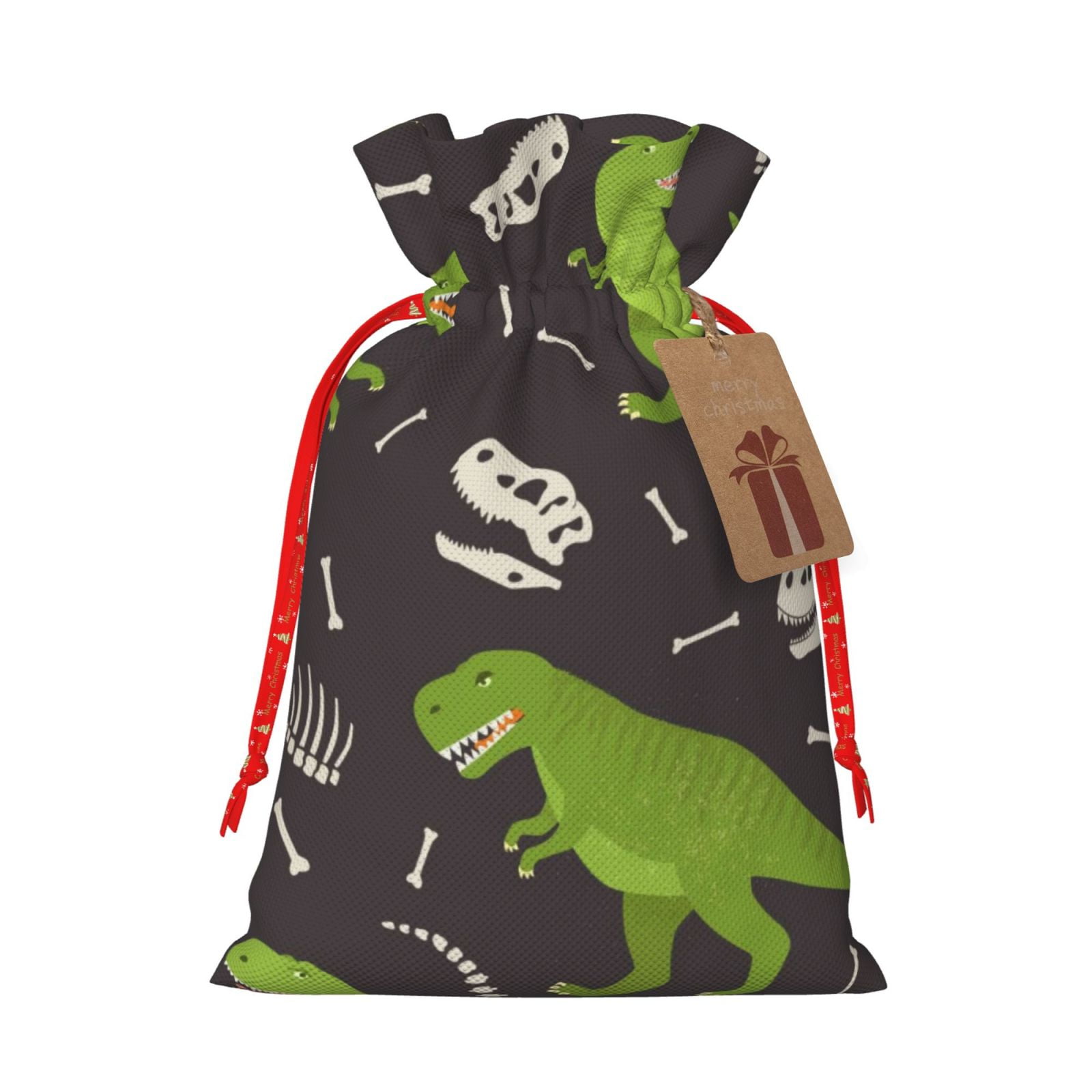 Naloa Dinosaur Skeleton Drawstring Christmas Bags, 3D Xmas Gift Bags ...