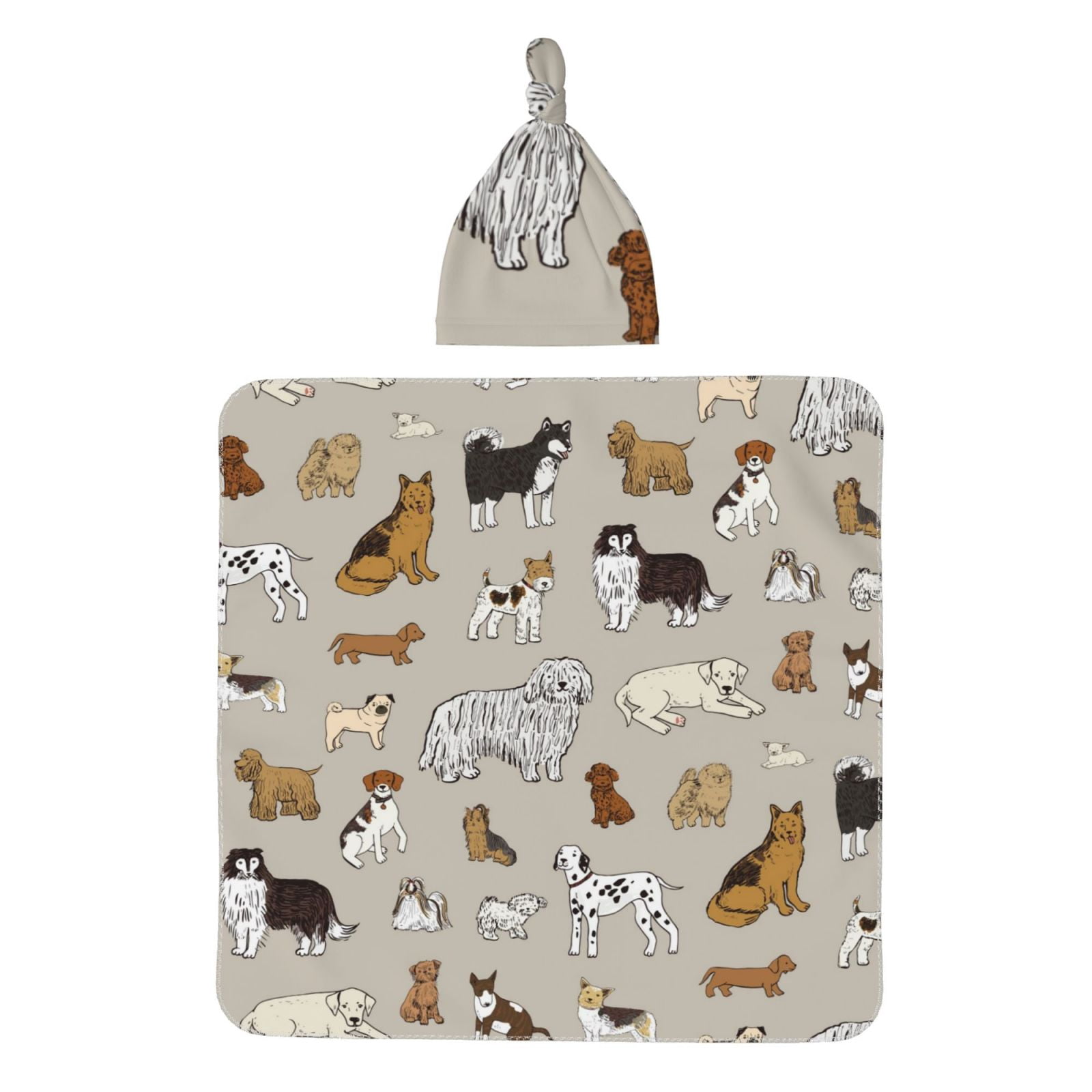 Naloa Dog Animal Baby Swaddle Blanket and Headband Set, Newborn ...