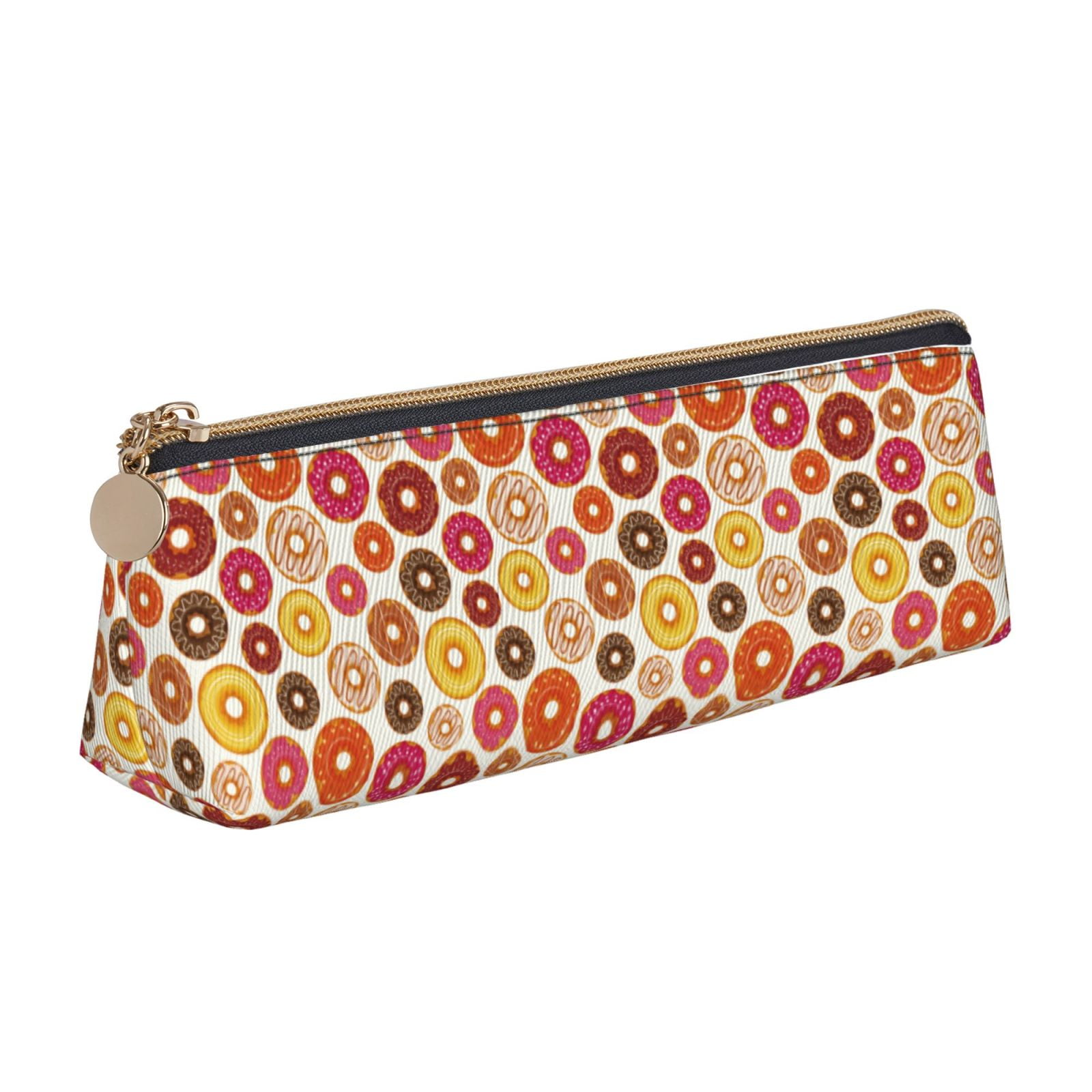 Naloa Donut Print Leather Pencil Case - Portable Big Capacity Pencil ...