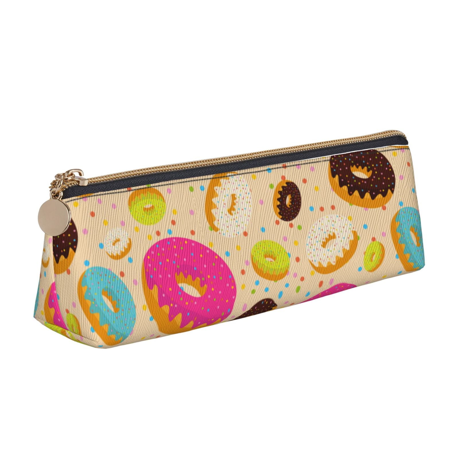 Naloa Donuts Print Leather Pencil Case - Portable Big Capacity Pencil ...
