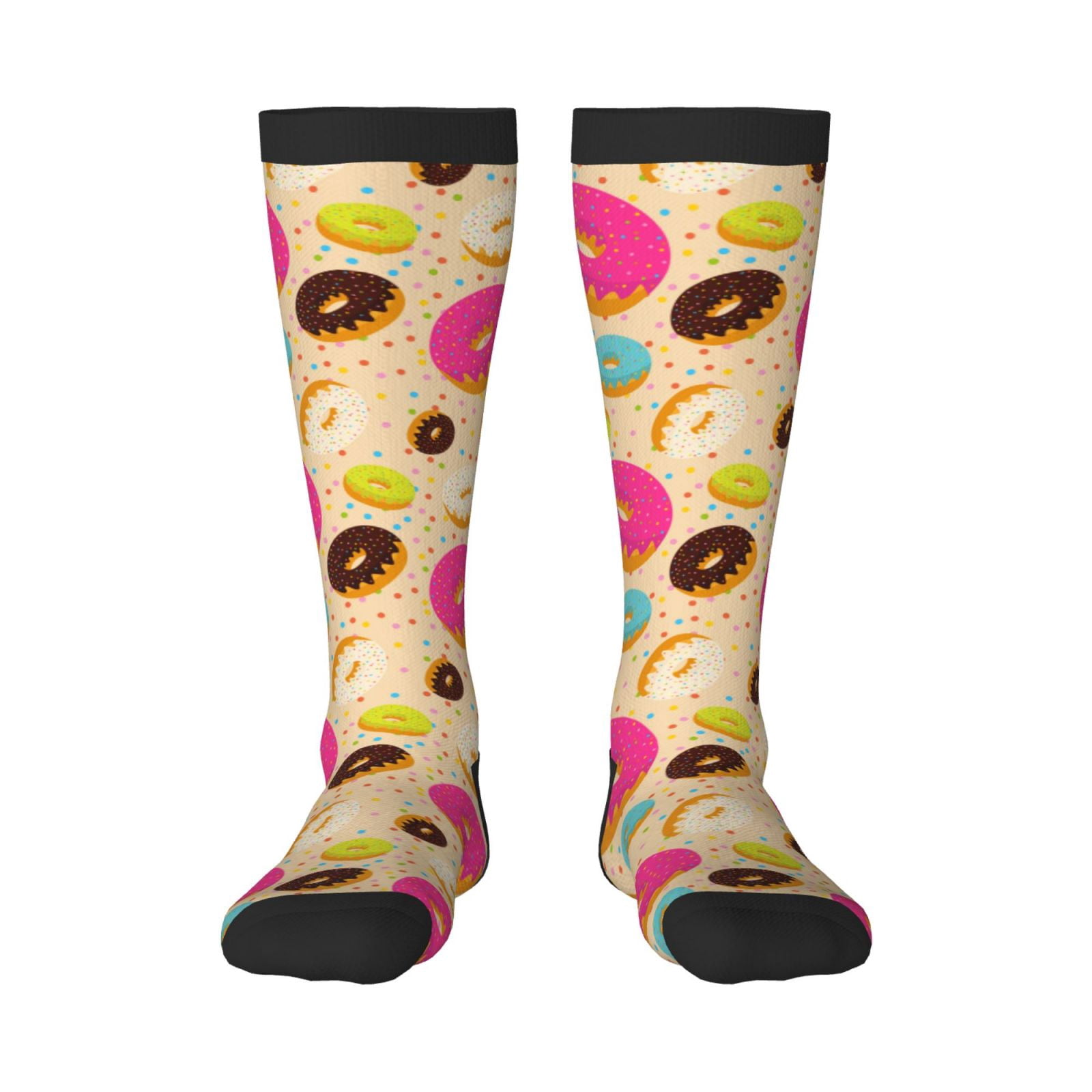 Naloa Donuts Thigh High Socks Extra Long Stretchy Sock Women Over Knee ...