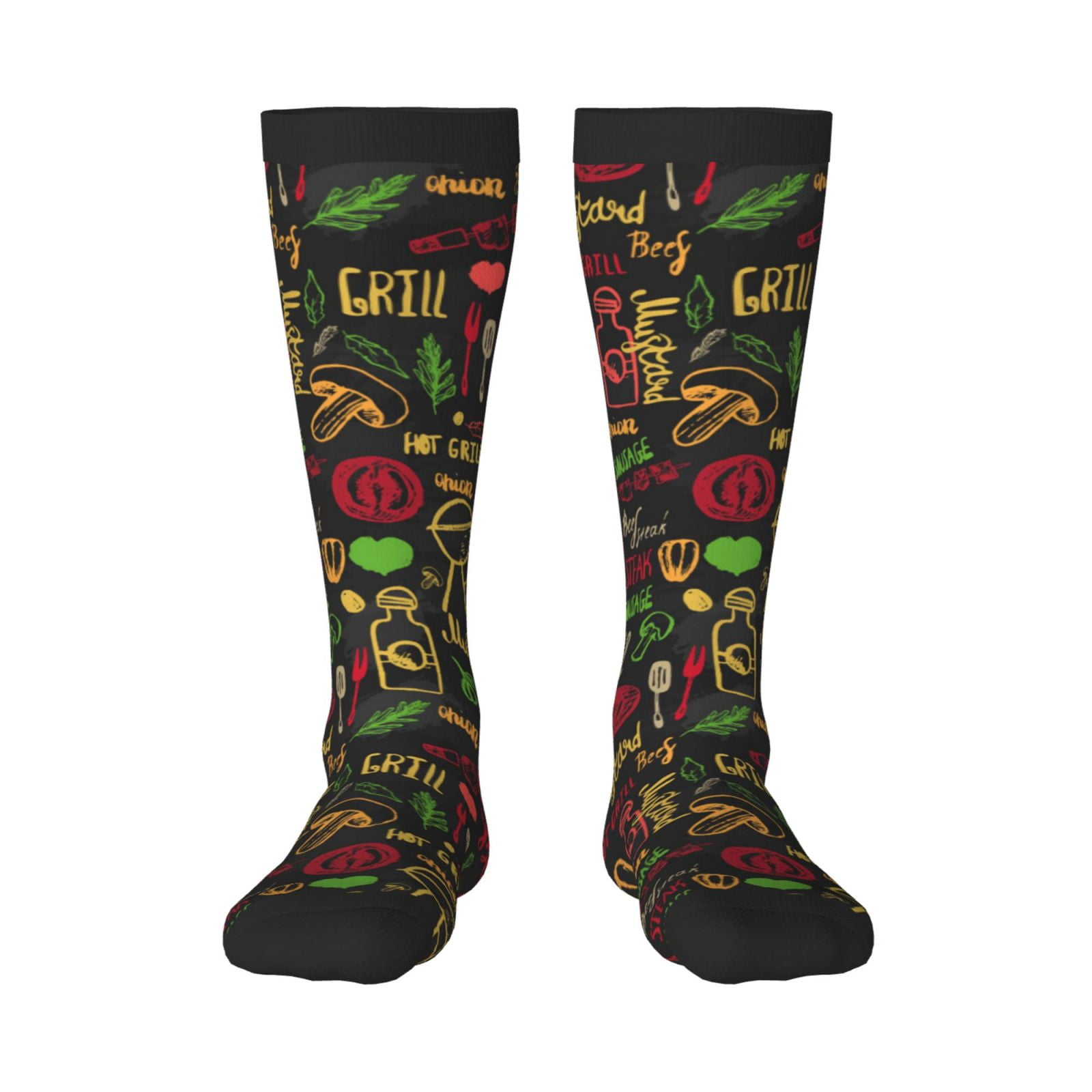 Naloa Doodle Barbeque 1 Thigh High Socks Extra Long Stretchy Sock Women ...