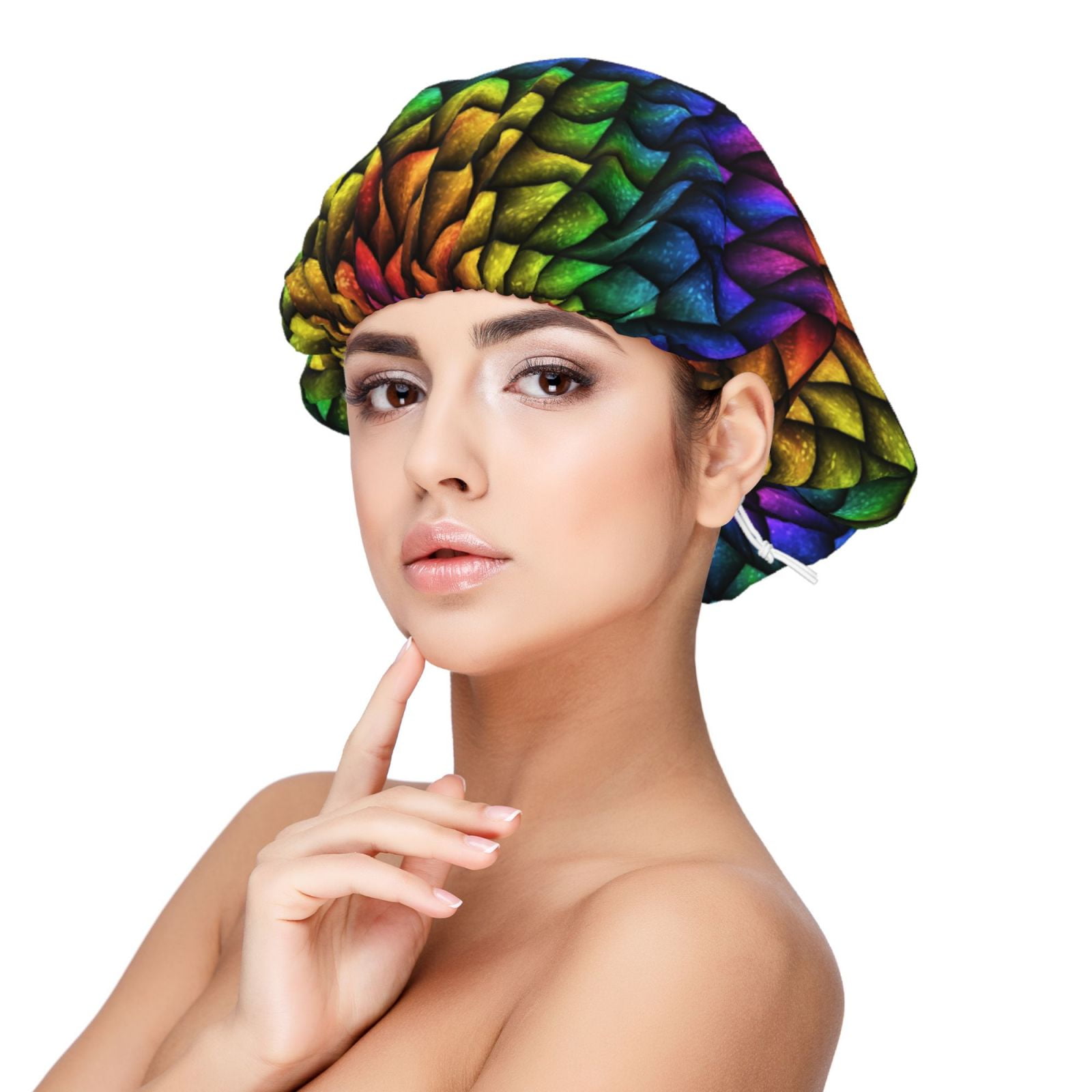 Naloa Dragon Scales Adjustable Hair Bonnet for Sleeping, Hair Wrap ...