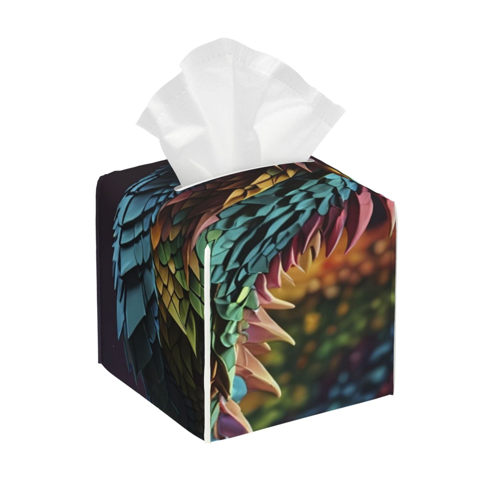 Naloa Dragon with Colorful Tail Tissue Box Cover Leather Tissue Holder ...